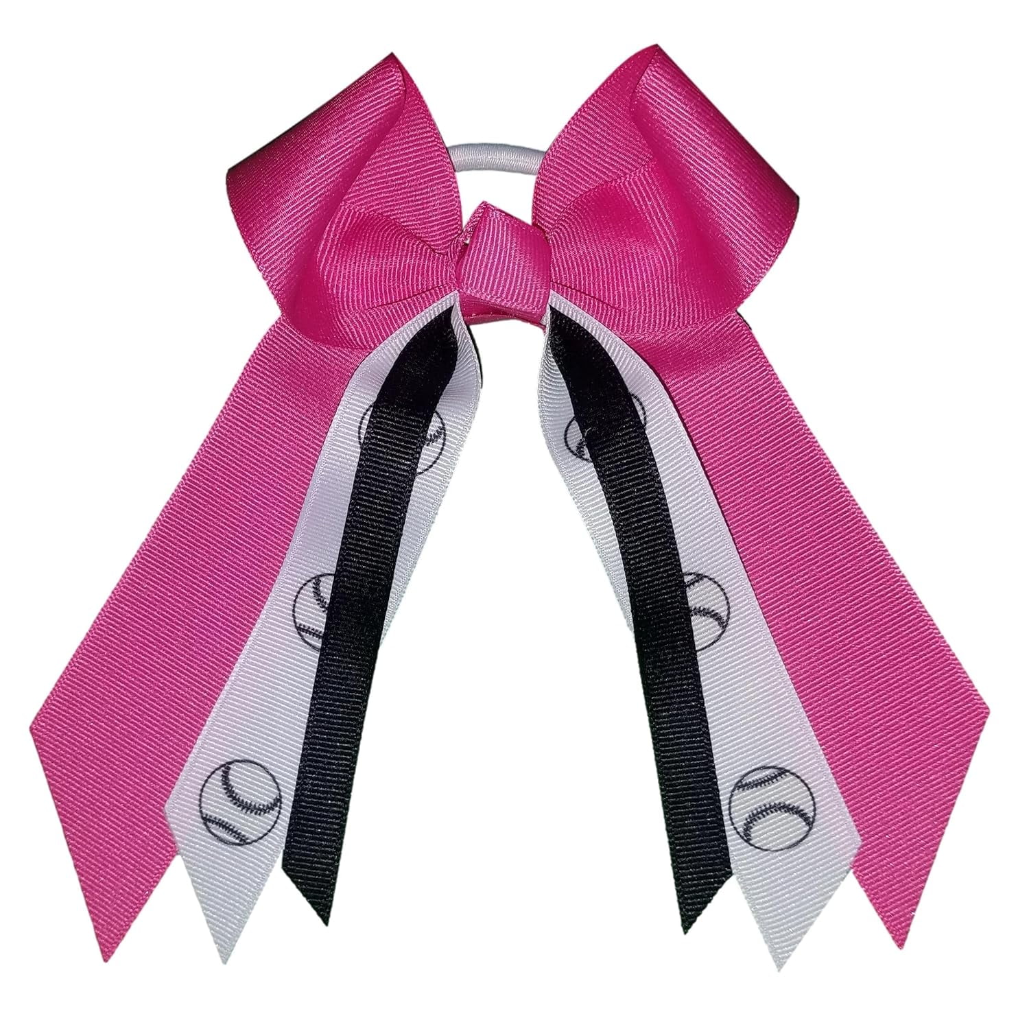 Softball Small Hair Bow, Made In The USA, White Pony Band, Many Colors ...