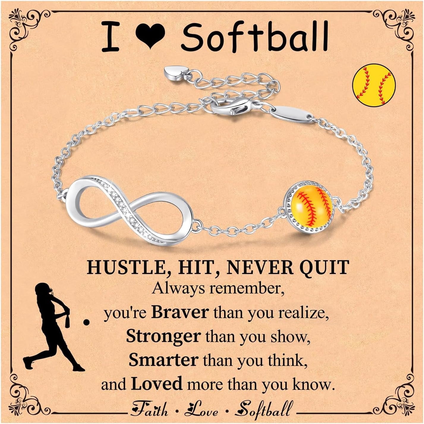 Softball Sports Bracelet for Women, 14K Gold Plated Sports Team ...