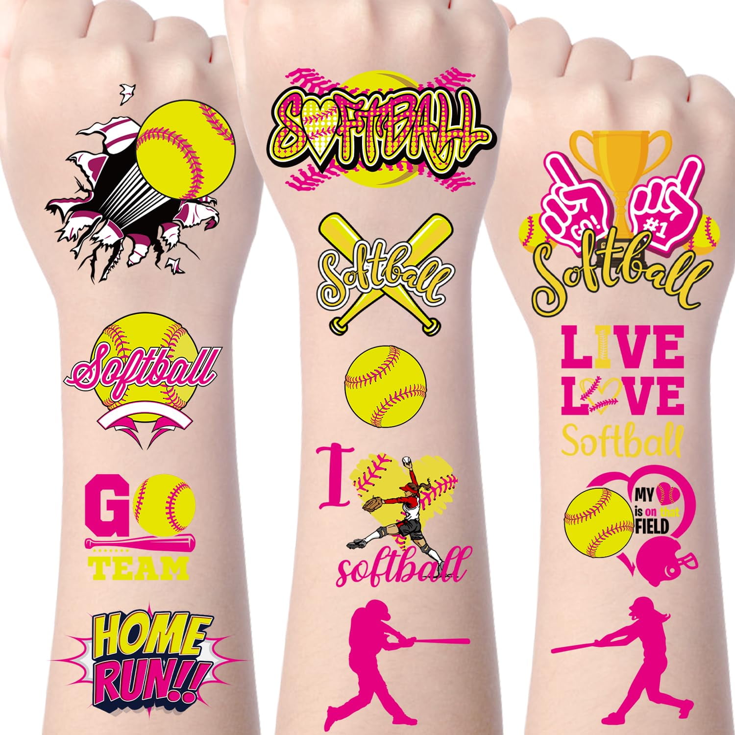 Softball Temporary Tattoos Stickers, 240+ Softball Party Favors ...