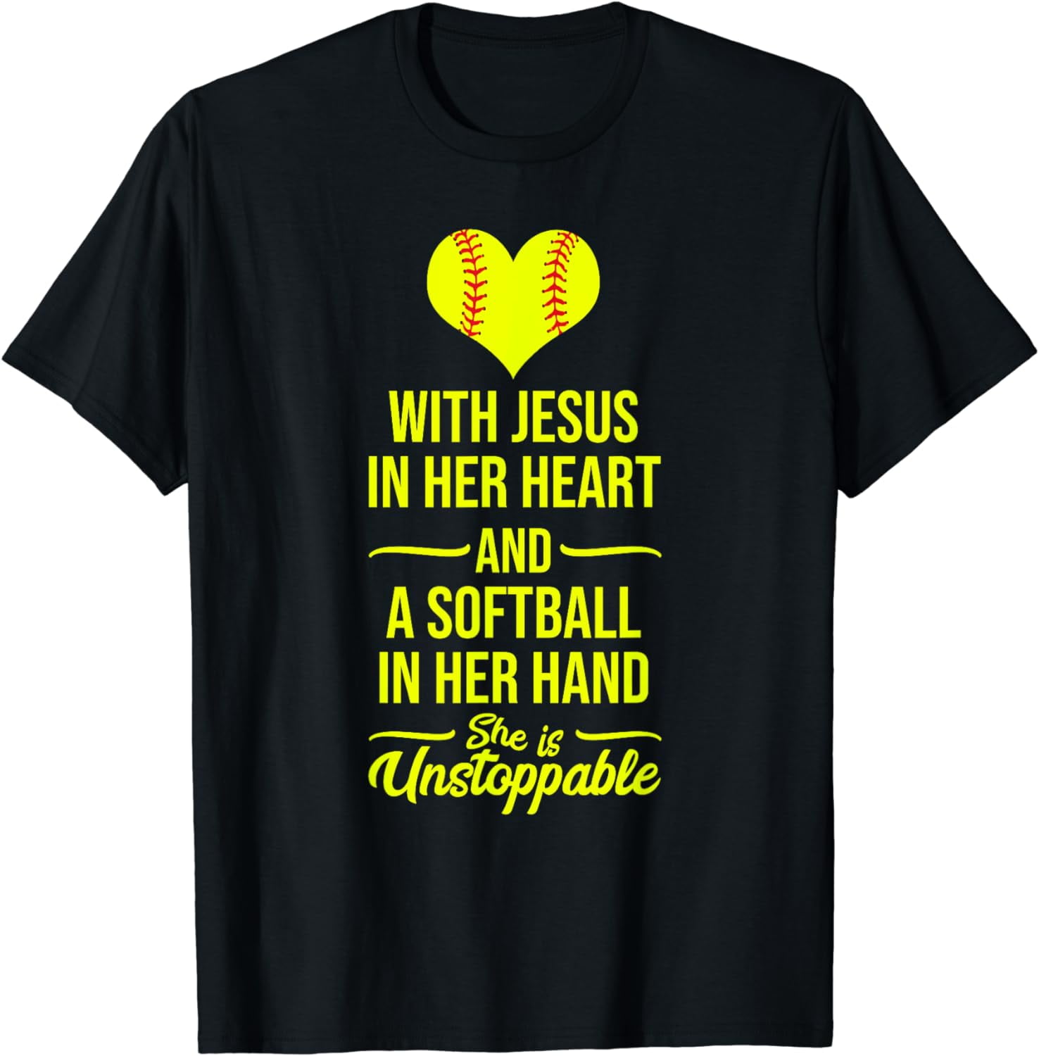 Softball With Jesus In Her Heart Softball Pitcher T-Shirt - Walmart.com