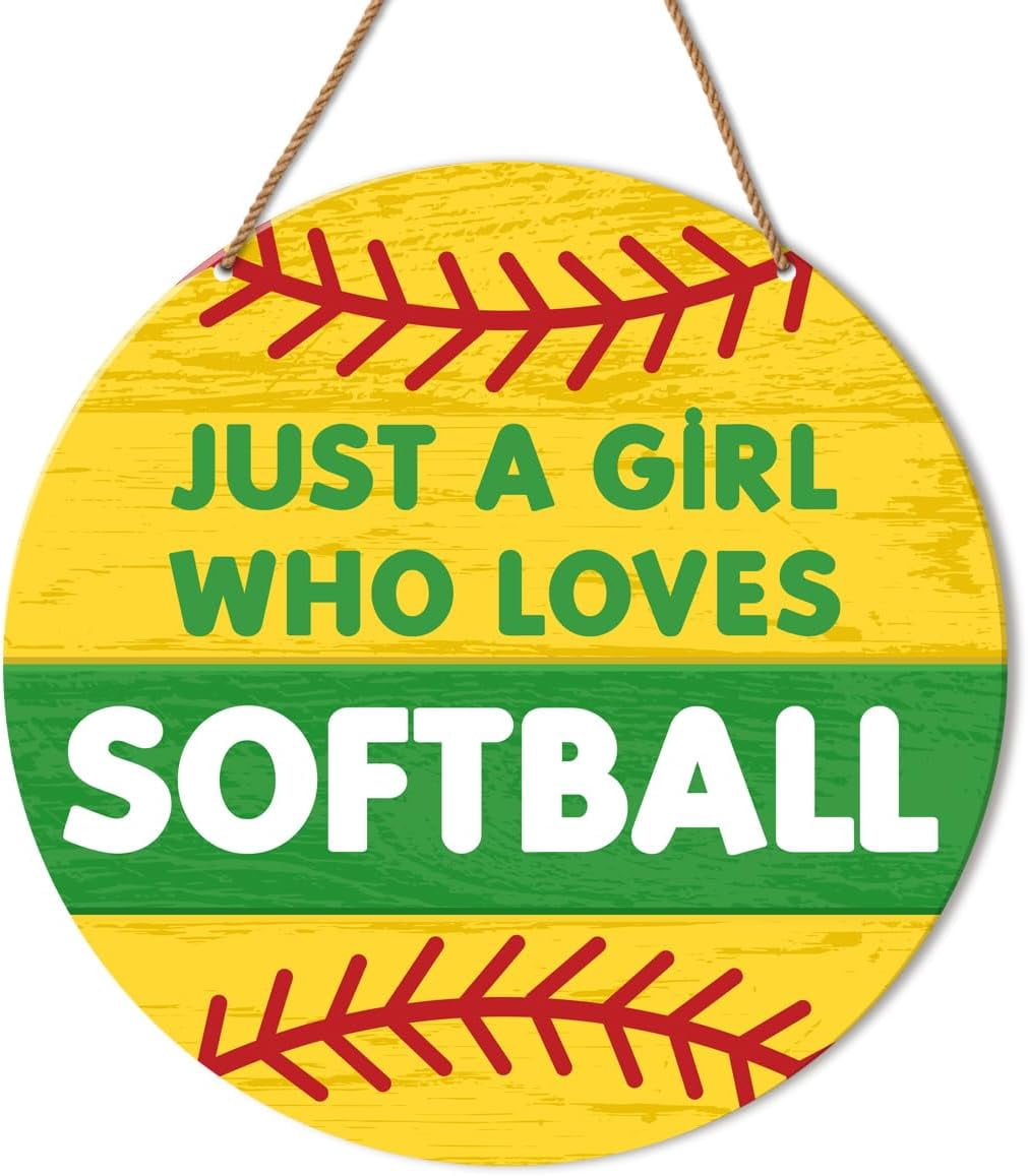 Softball Wooden Door Sign Decor for Girls Bedroom, Softball Sign Decor ...