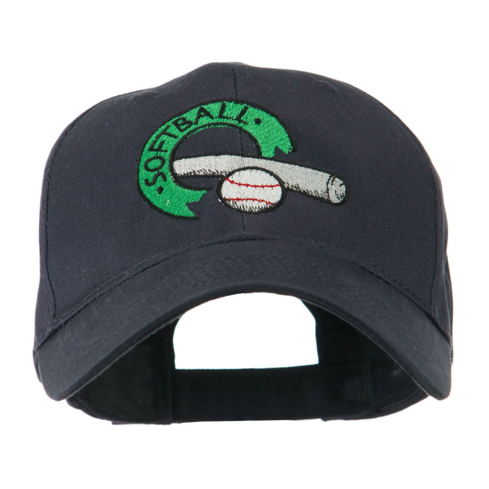 Softball with Bat and Baseball Embroidered Cap - Navy OSFM - Walmart.com
