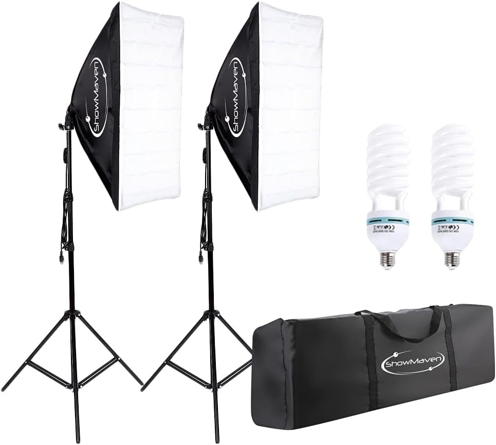 Softbox Lighting Kit, Studio Lights with 2 135W Bulbs 5500K Continuous ...