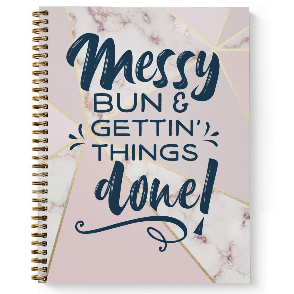 Softcover Messy Bun 8.5" x 11" Motivational Spiral Notebook/Journal ...