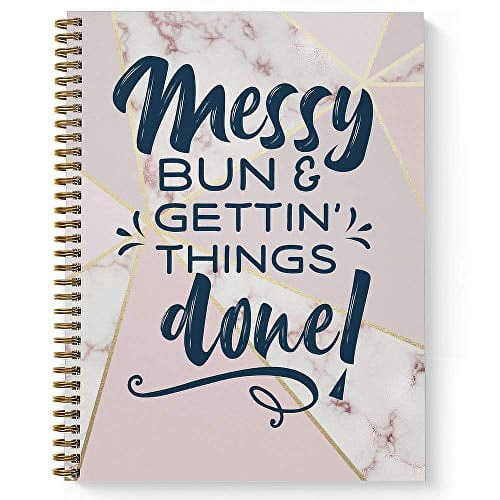 Softcover Messy Bun 8.5" x 11" Motivational Spiral Notebook/Journal ...