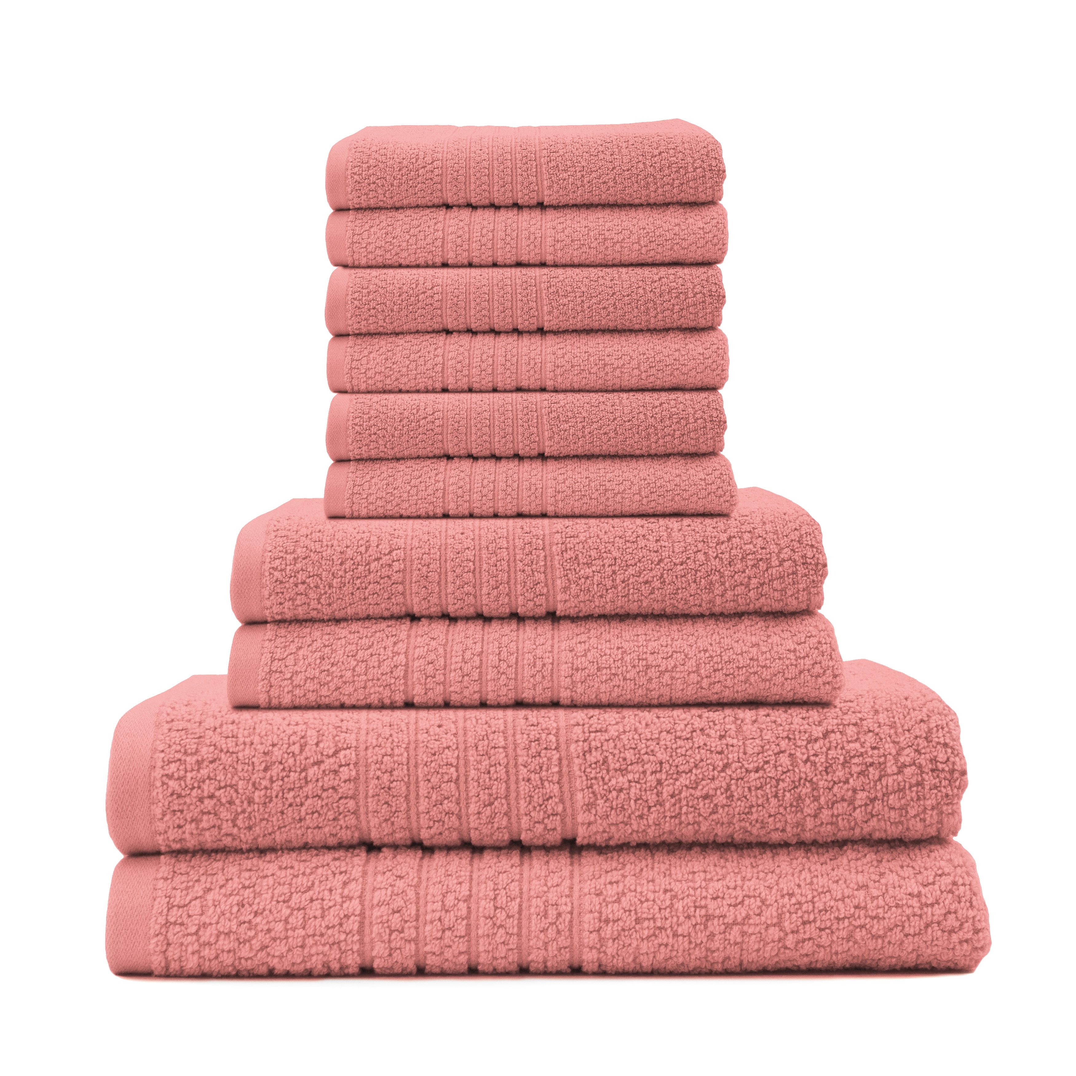 Softee 10-Piece 100% Cotton Bath Hand Wash Towel Set, Coral - Walmart.com
