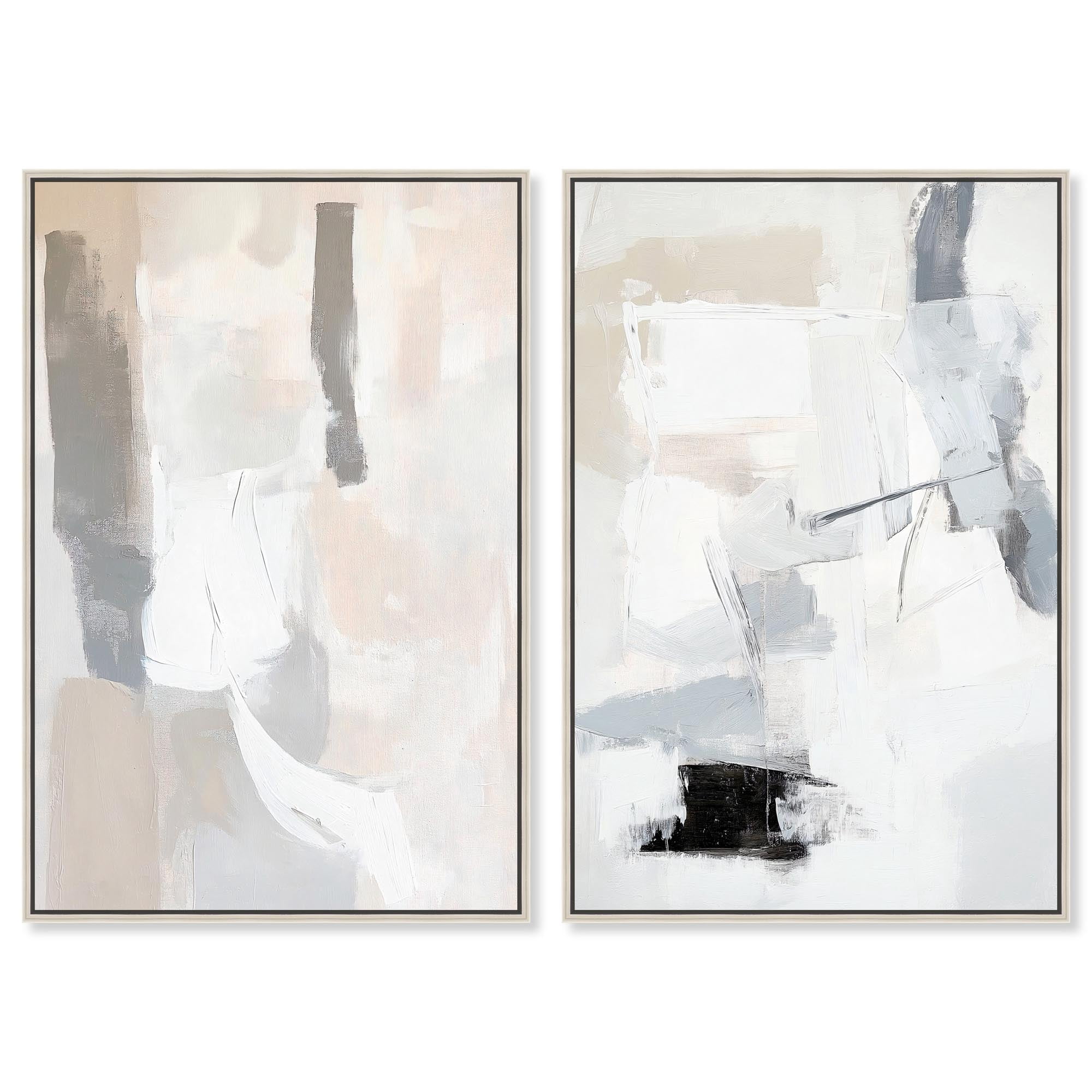 Softened Echoes Set Canvas Set of 2 Neutral Art by Art Remedy, Silver ...