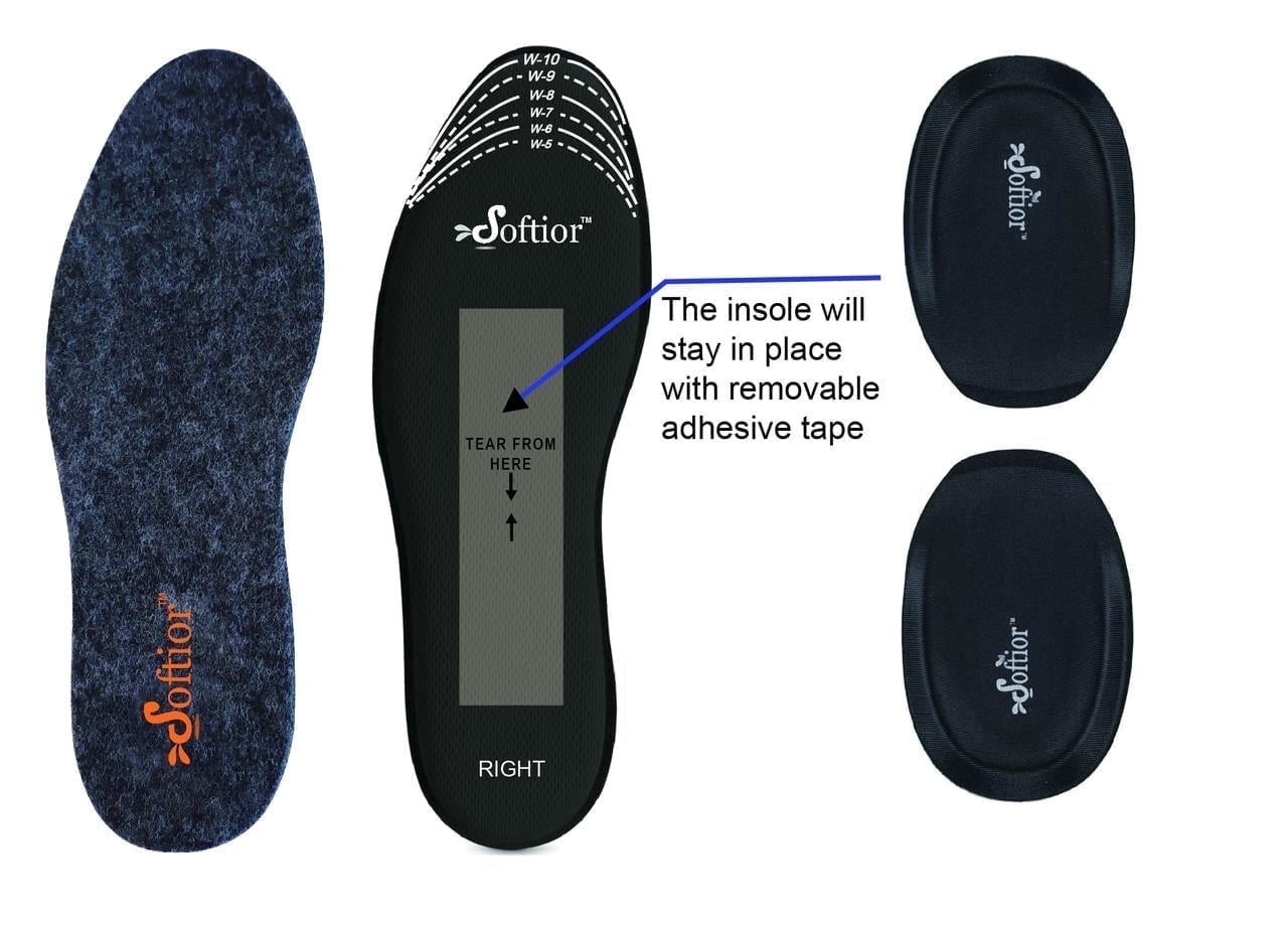 Softior Women's Memory Foam Warm Felt Shoe Insoles, 1 Pair Insoles ...