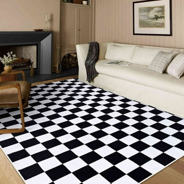 Mainstays 36"x56" Black and White Check Indoor Area Rug - Walmart.com