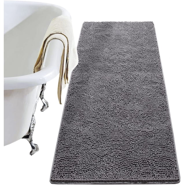 Softlife Luxury Soft Bathroom Non-Slip Rug Shaggy Bath Mat,24"x17",Gray ...