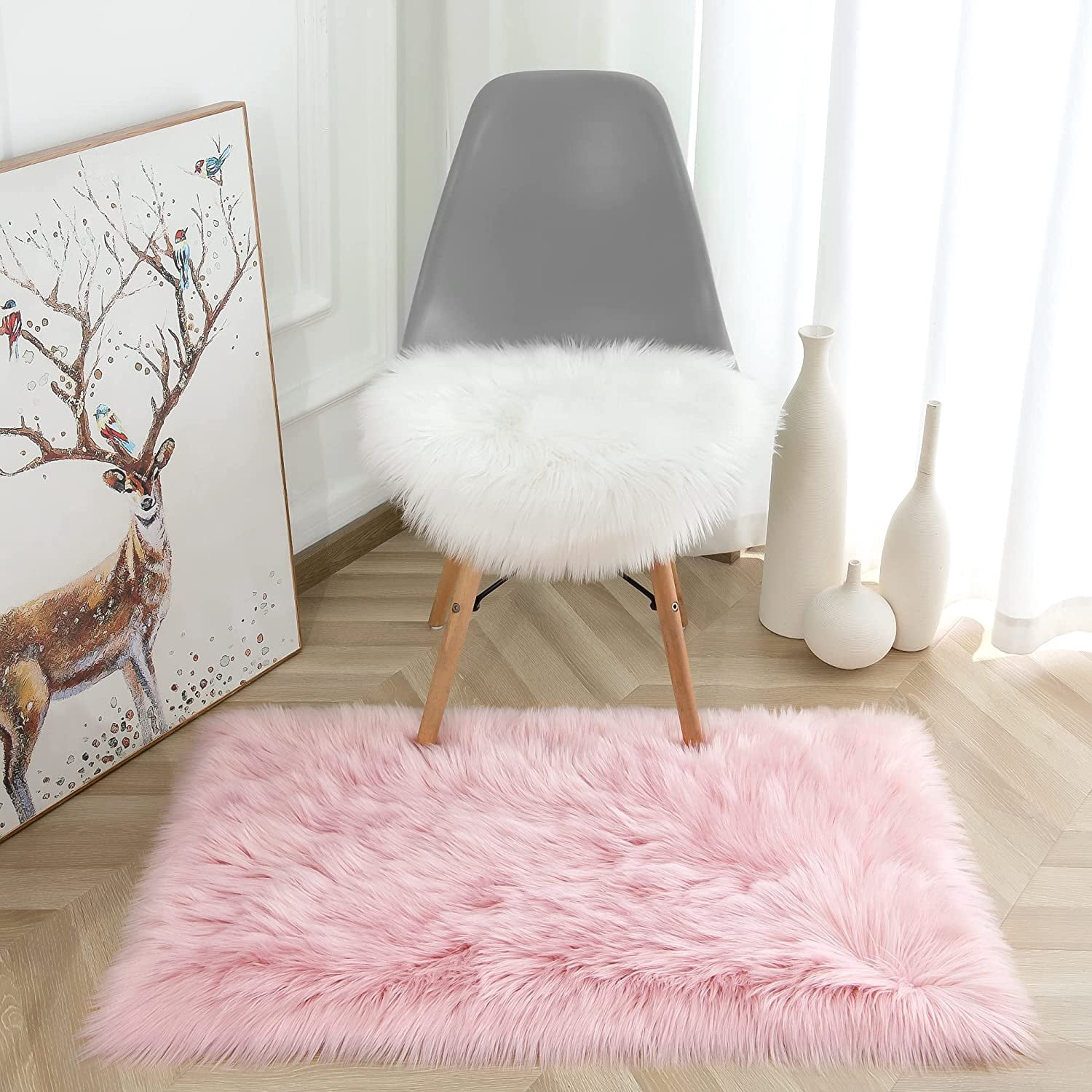 Softlife Shaggy Faux Rug,Luxury Fluffy Carpet For Living Room,Bedroom ...