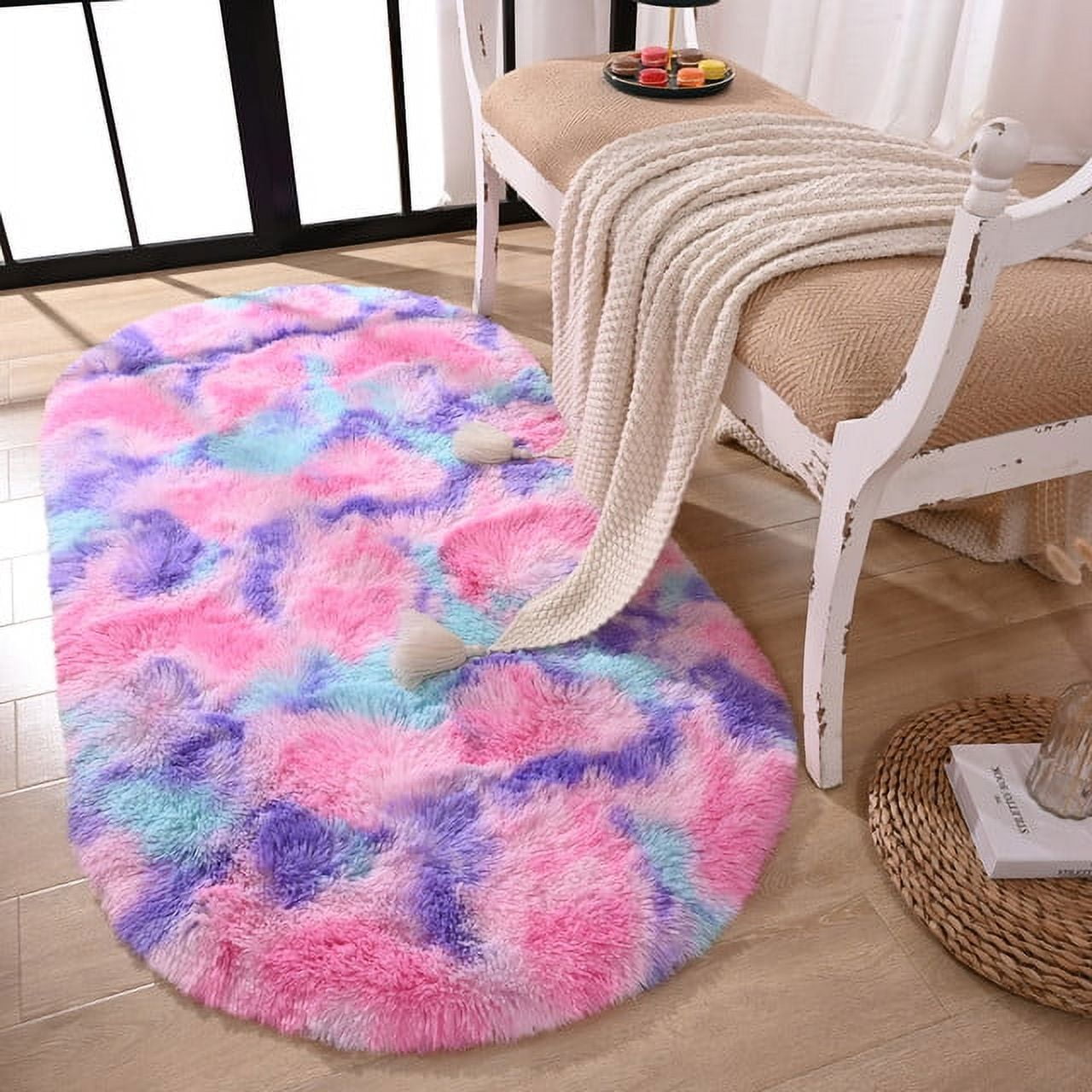 Softlife Soft Rainbow Area Rugs for Children Room, Fluffy Colorful Rugs ...