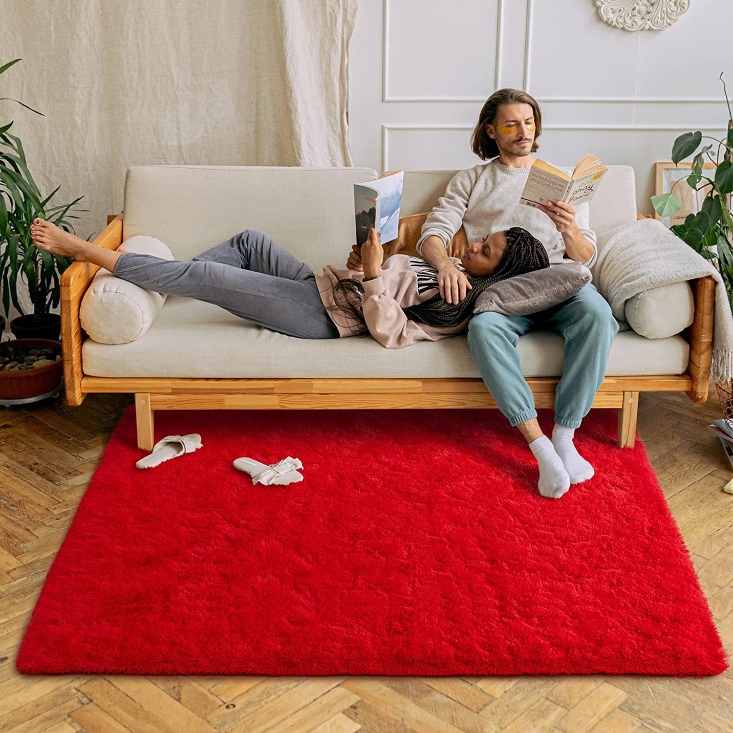 Softlife Super Soft Fluffy Velvet Area Rugs for Bedroom, Living Room ...