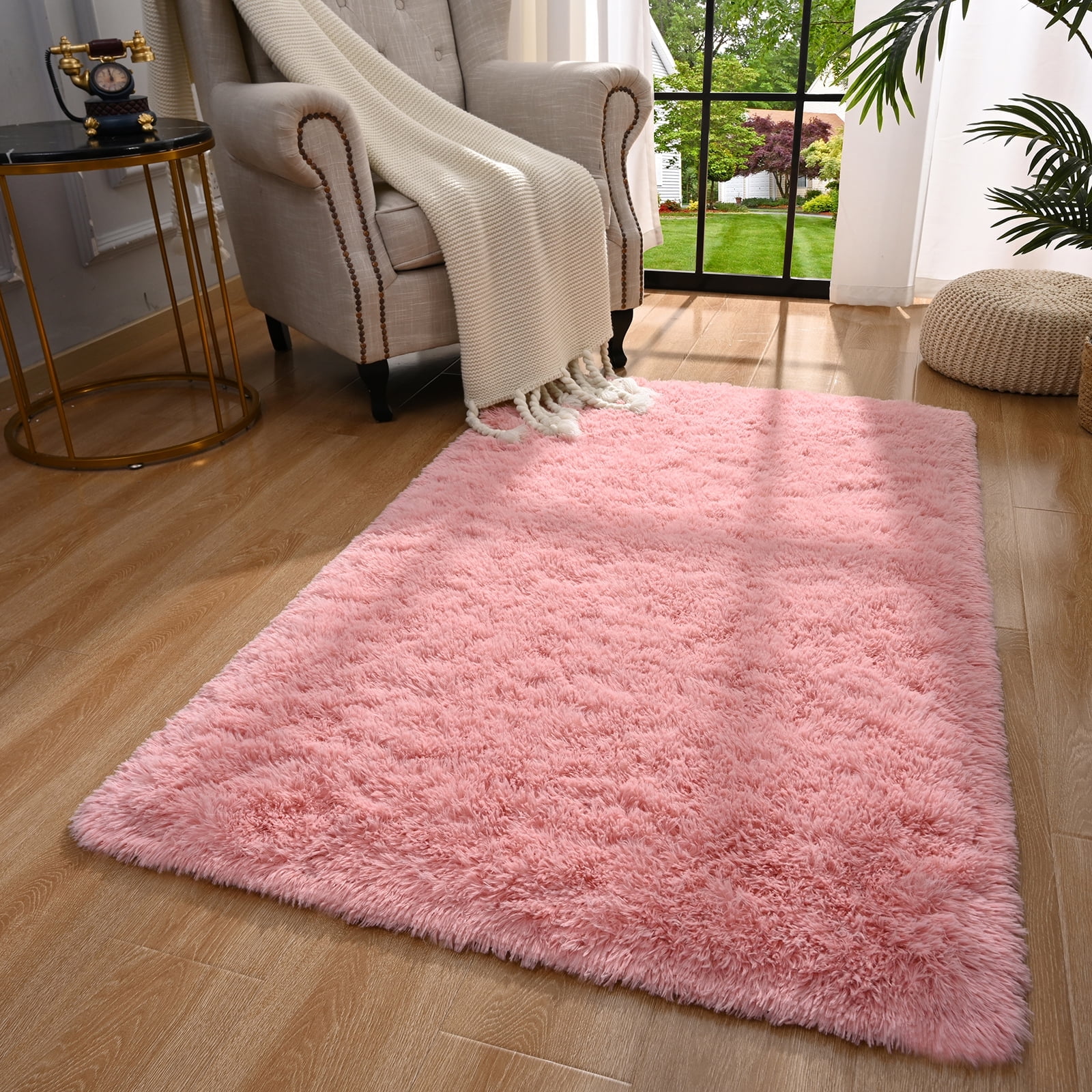 Softlife Large Plush Fuzzy Thick Bedroom Rug, Stylish Shaggy Velvet ...