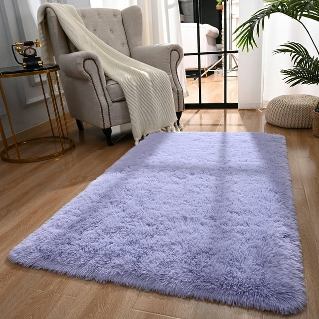 Softlife Modern Cozy Fuzzy Bedroom Indoor Rug, Velvet Shaggy Carpet, 5 ...