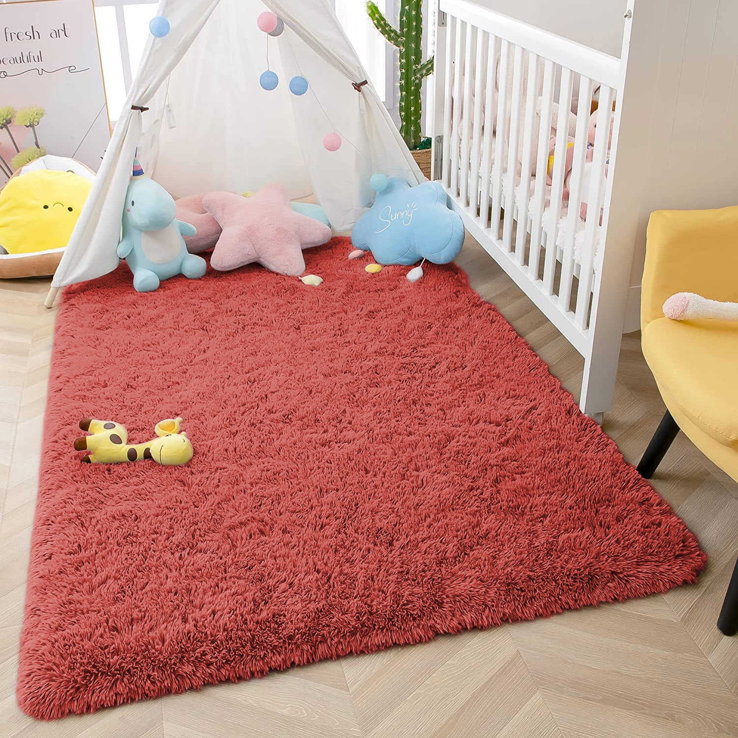 Softlife Plush Area Rug, 3' x 5' Soft Velvet Carpet for Living/Bedroom ...