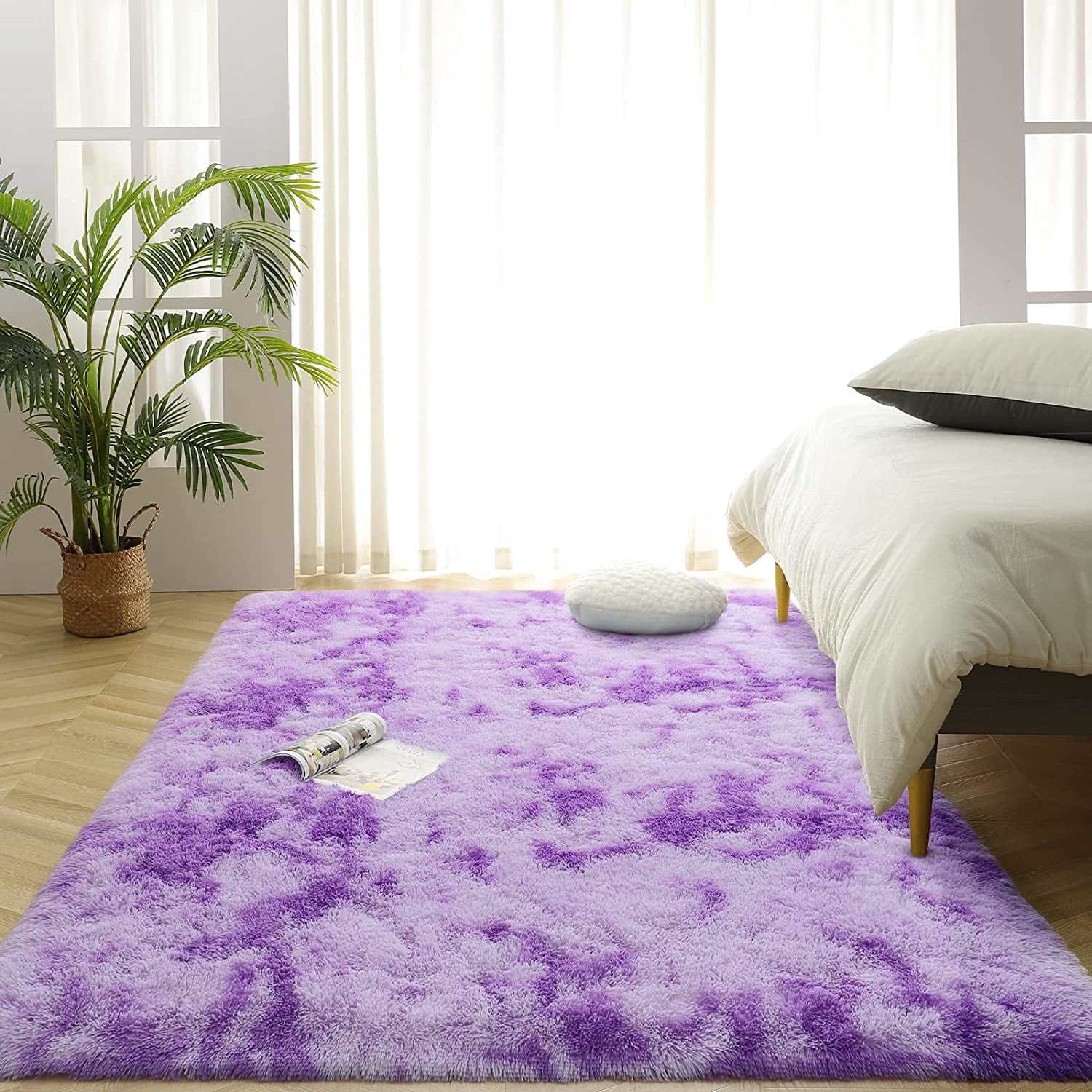 Softlife Plush Tie Dye Velvet Rugs, Fluffy Carpet for Home, Living Room ...