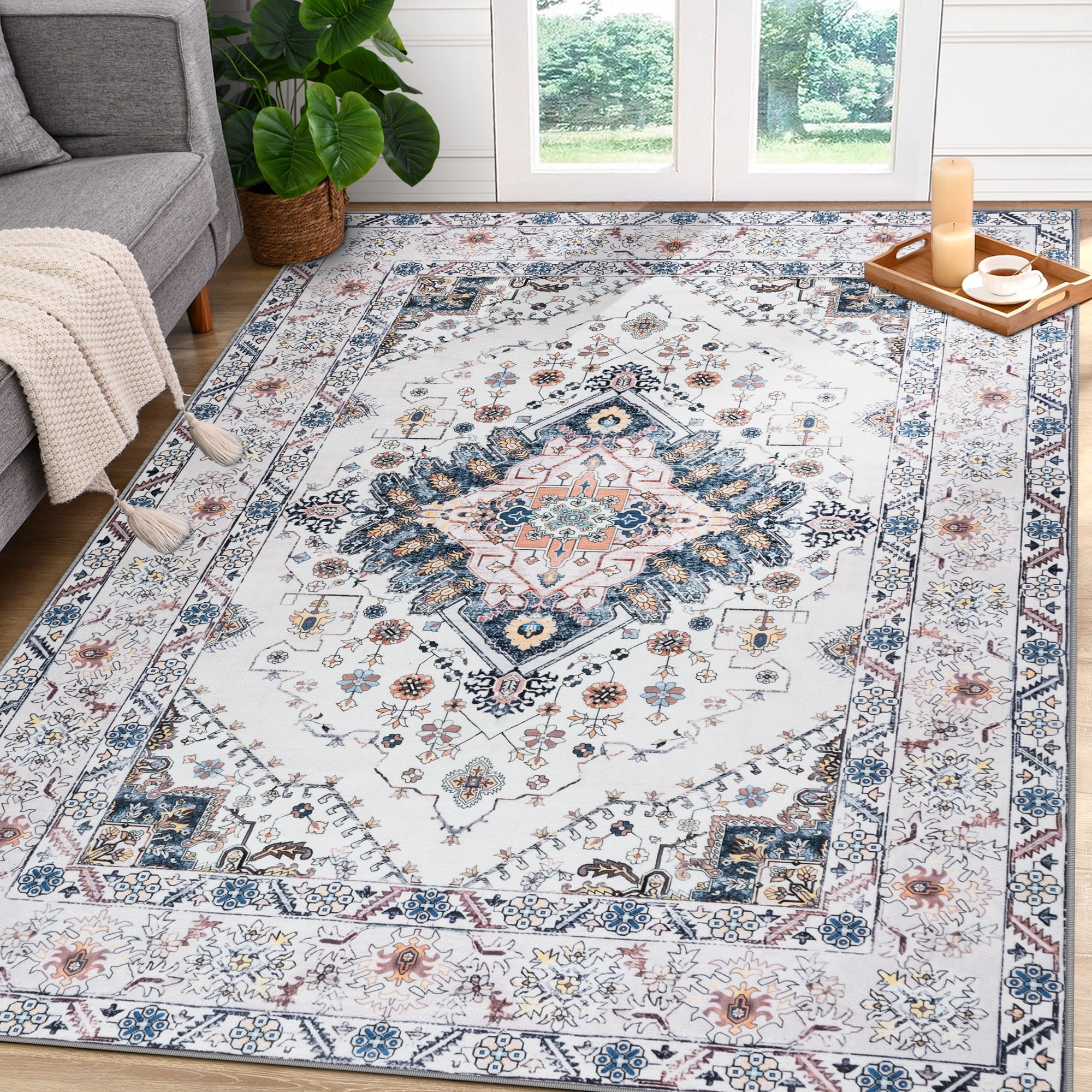 Softlife Ultra-Thin Chenille Vintage Area Rug Oriental Tribal Antique Carpet Boho Style, 5' x 8 ...