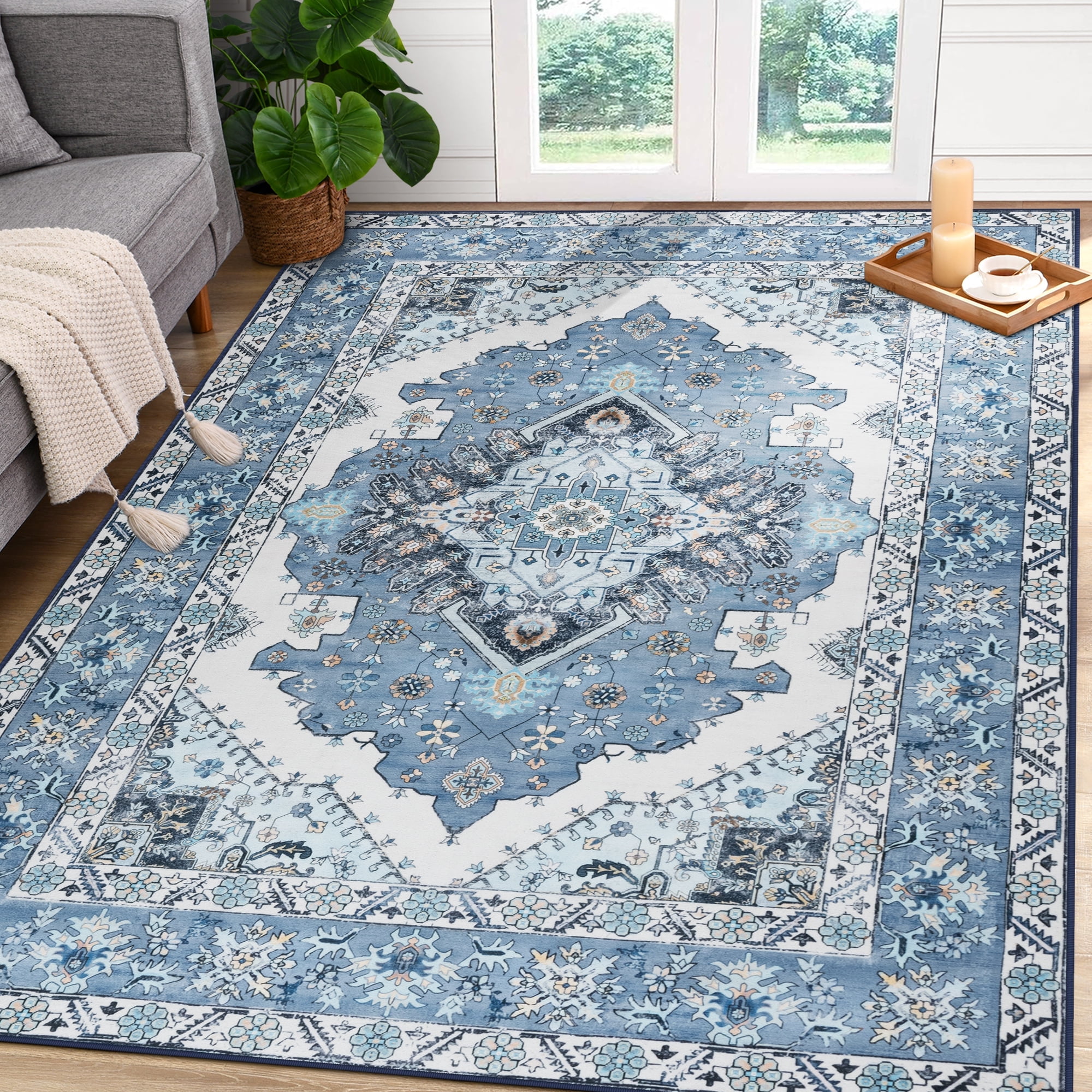 Softlife Ultra-Thin Chenille Vintage Area Rug Oriental Tribal Antique ...