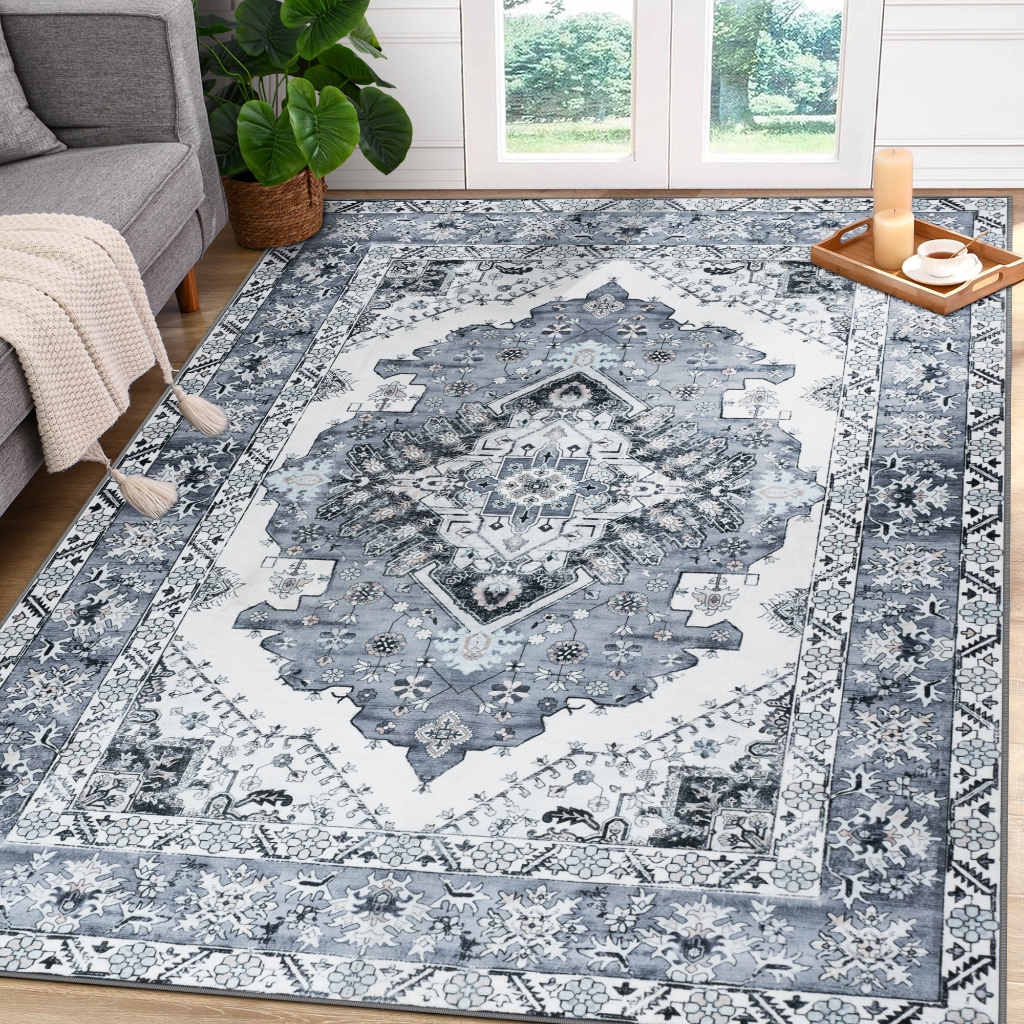 Softlife Ultra-Thin Chenille Vintage Area Rug Oriental Tribal Antique ...