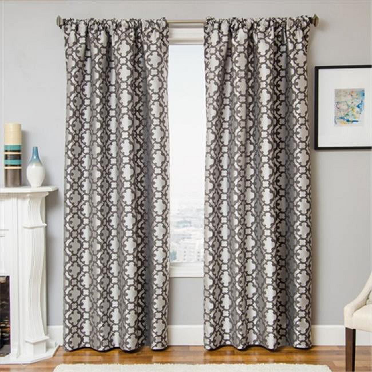 Softline Kingdom Tile Rod Pocket Panel- Pewter- Pack Of 2 - Walmart.com