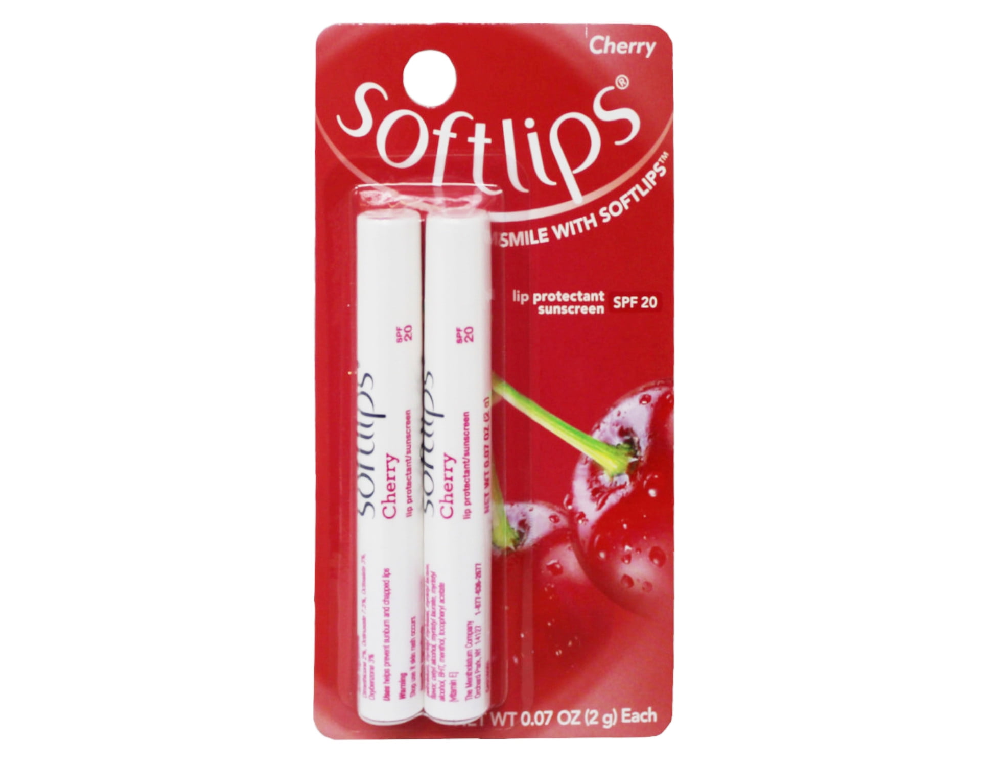Softlips Lip Protectant Balm, Sunscreen SPF 20, Cherry, Twin-Pack ...