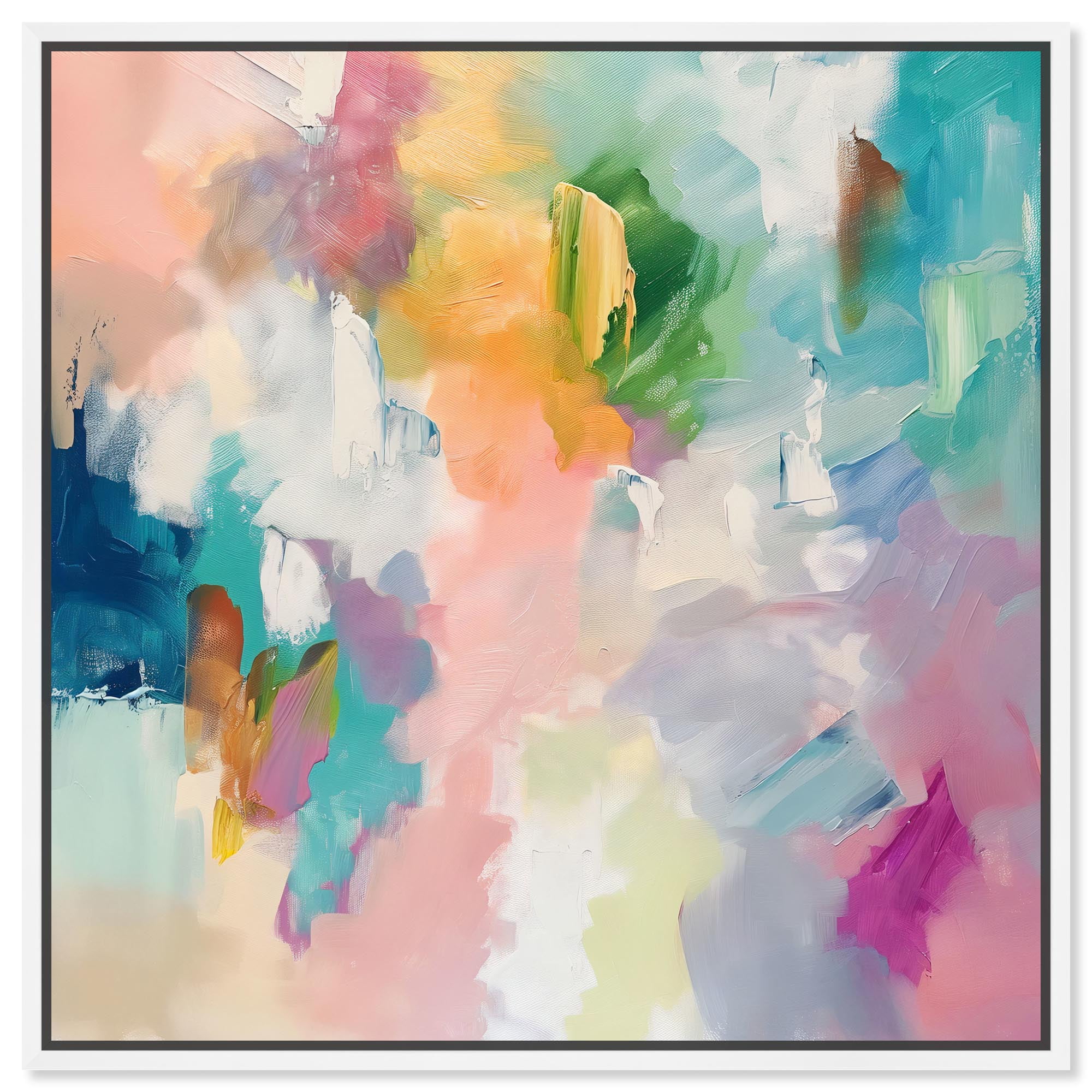 Softly Woven Brush Canvas Modern Colorful Art by Art Remedy, White ...