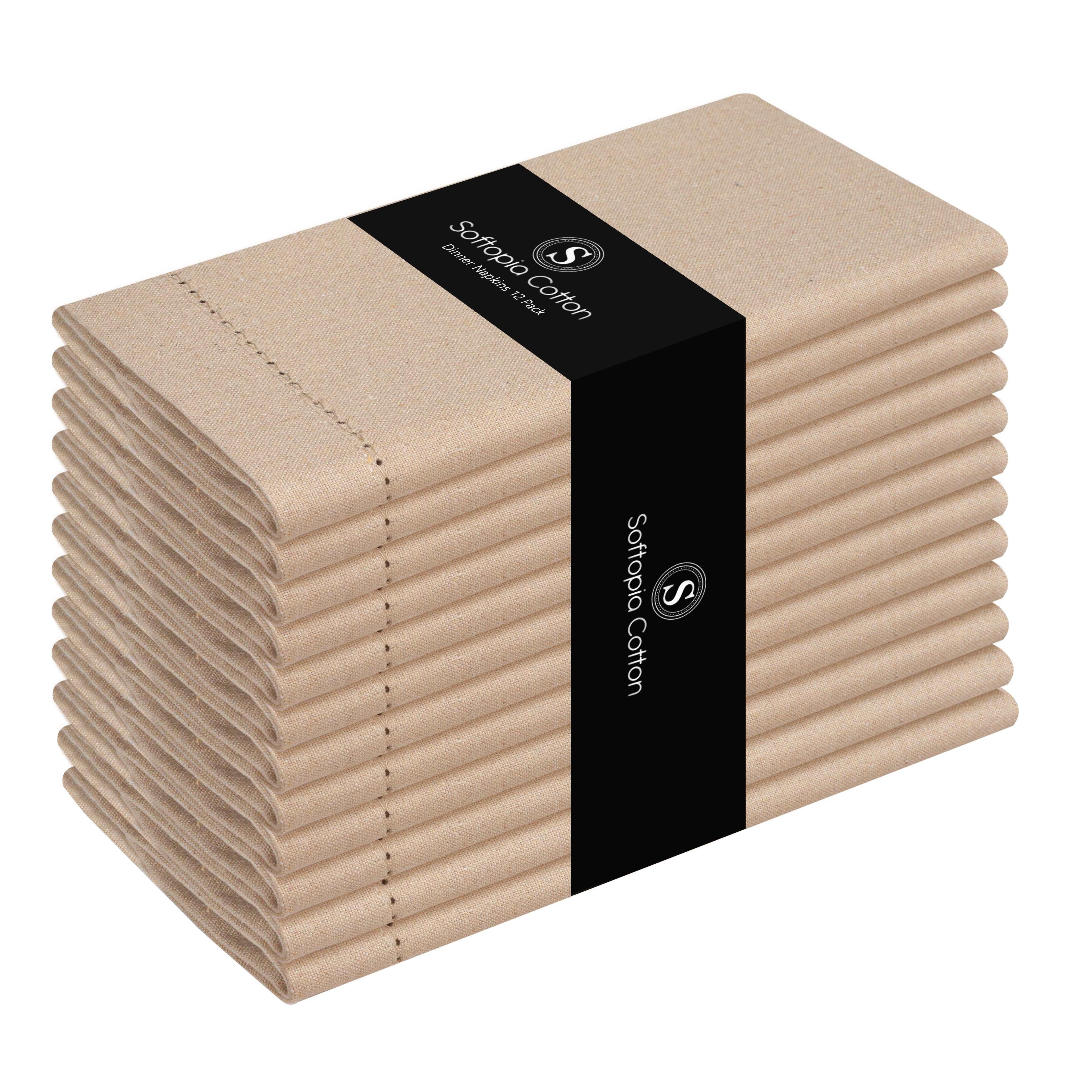 Softopia Cotton Hemstitch Table Fabric Cloth Napkins 18"x18", Set of 12 ...
