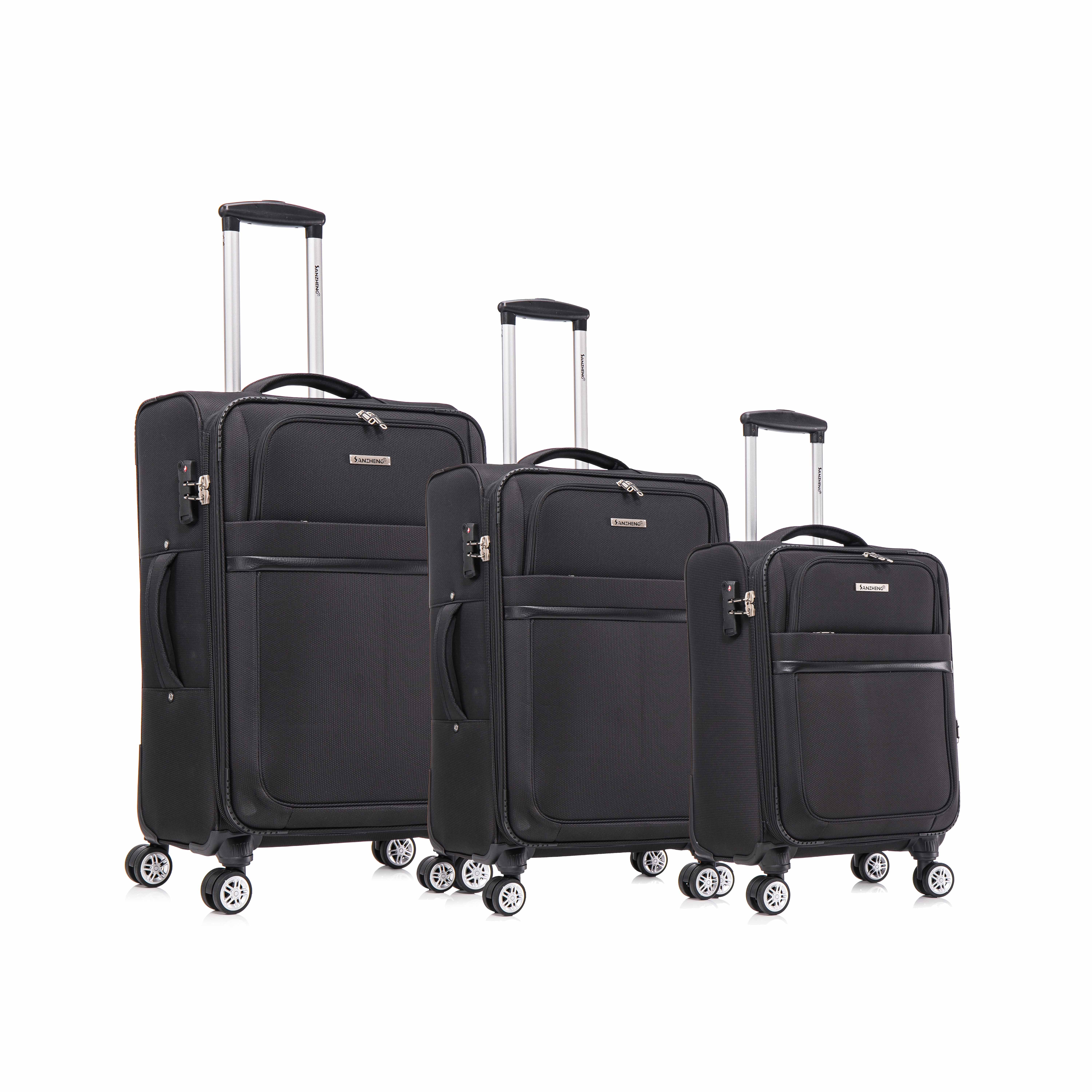 Softside Luggage 3-piece fabric soft luggage set with swivel wheels and ...