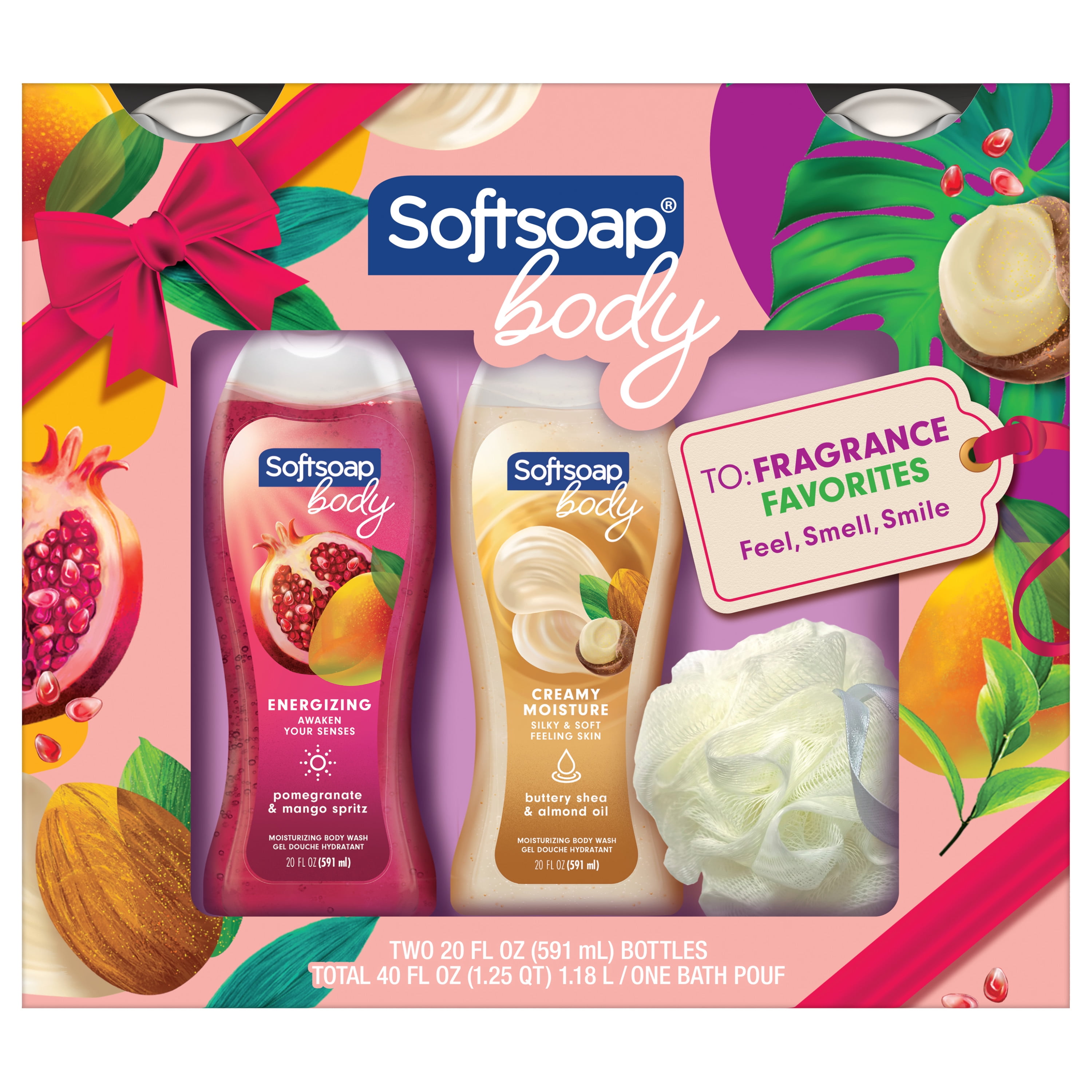 Softsoap Body Wash Gift Set, 2 - 20 oz Bottles + Pouf - Walmart.com