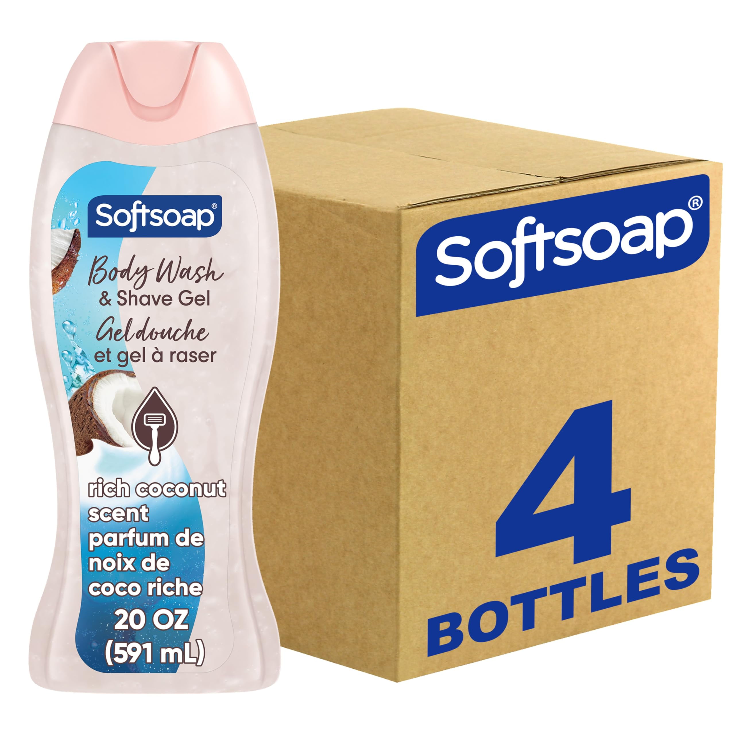 Softsoap Moisturizing Body Wash MMF7 and Shave Gel, Rich Coconut Scent ...