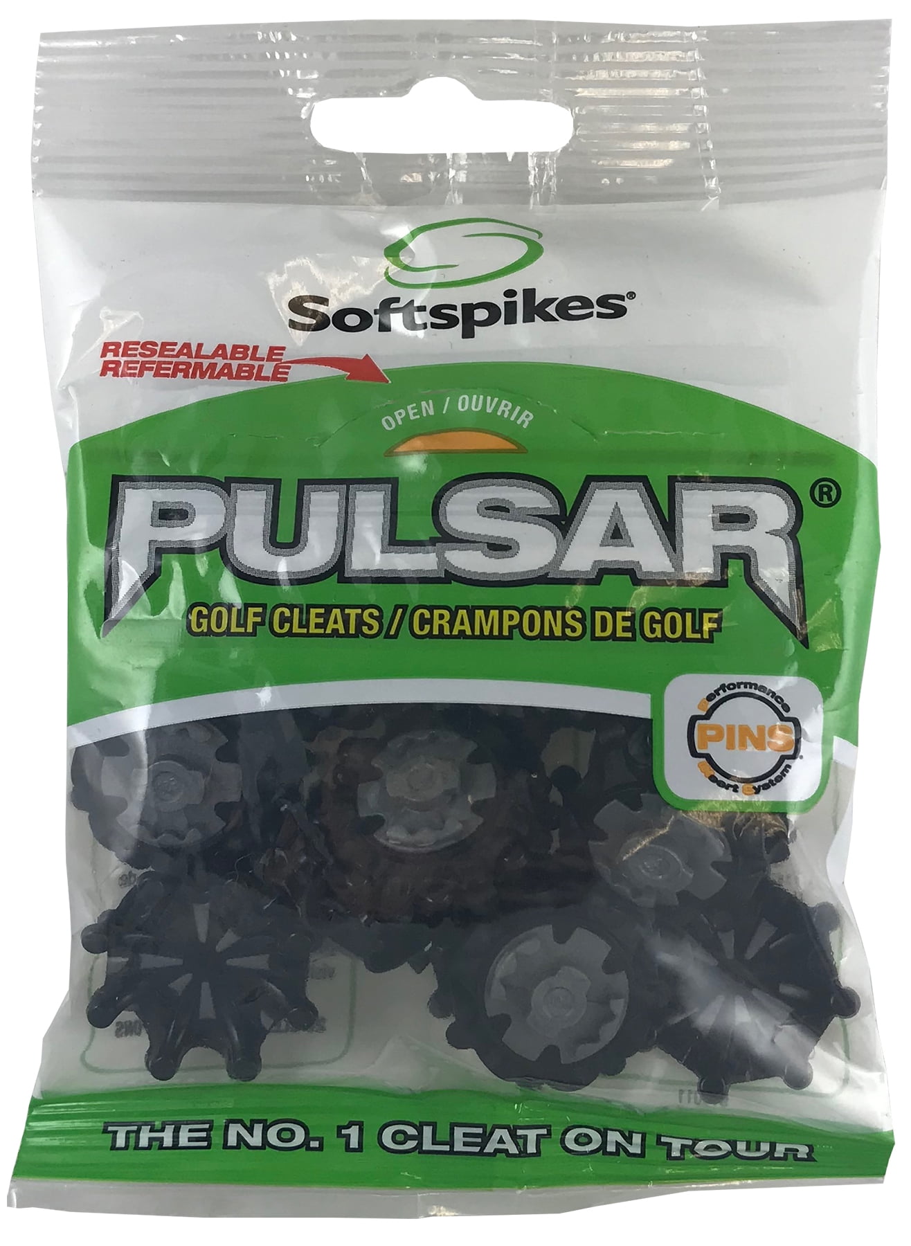 Softspikes Pulsar Golf Cleat PINS, 20 Count, Black and Silver with ...