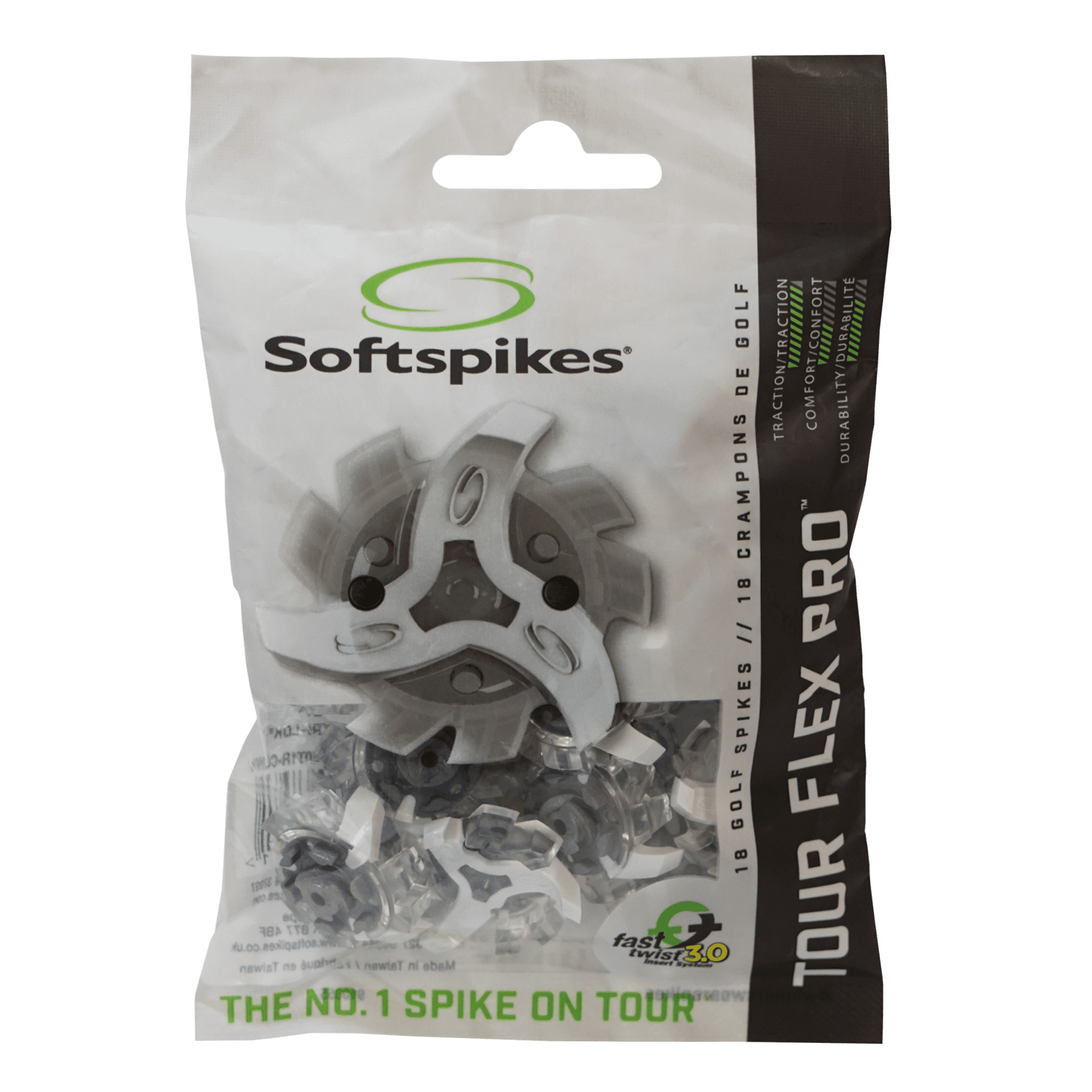 Softspikes Tour Flex Pro Fast Twist 3.0, Clear/White Cleat, 18 count ...