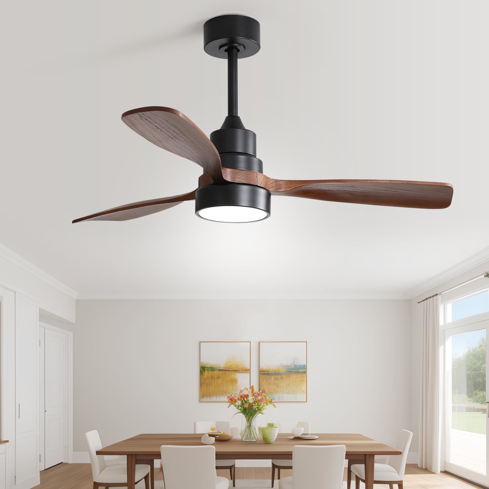 Sofucor 48" Indoor Modern Ceiling Fan with Light, Remote Control, and 3 ...