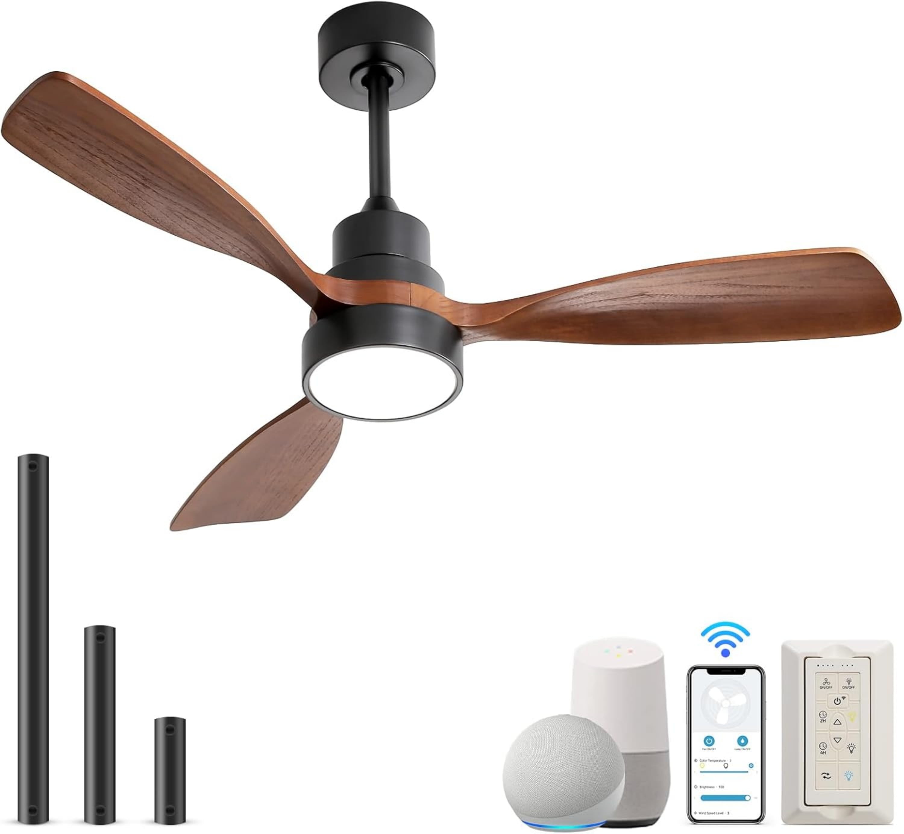 Sofucor 48" Indoor Modern Ceiling Fan with Light, Remote Control, and 3 ...
