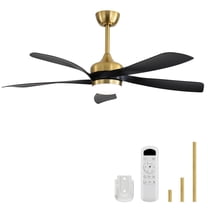 Sofucor 52-Inch White Wood Blade Ceiling Fan with LED Light and Remote ...