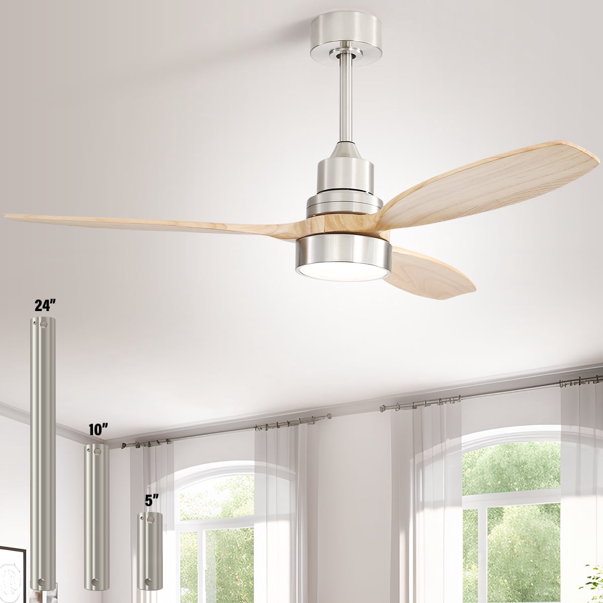 Sofucor 52" Modern Ceiling Fan with Light and Remote Control,Reverse ...
