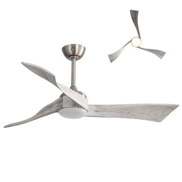 Curtiss MCM Wood Blades Ceiling Fan with LED Light Kit, Satin Brass ...