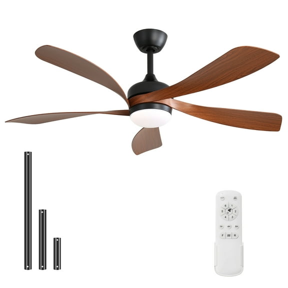 DingLiLighting 52-Inch Ceiling Fan with Lights: Natural Wood Flush ...