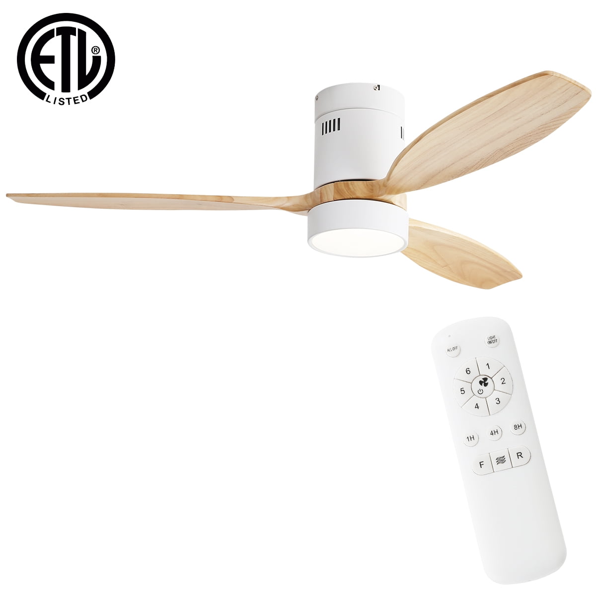 C Cattleya 48 in. 3-Blades Integrated LED White Wood Ceiling Fan with ...