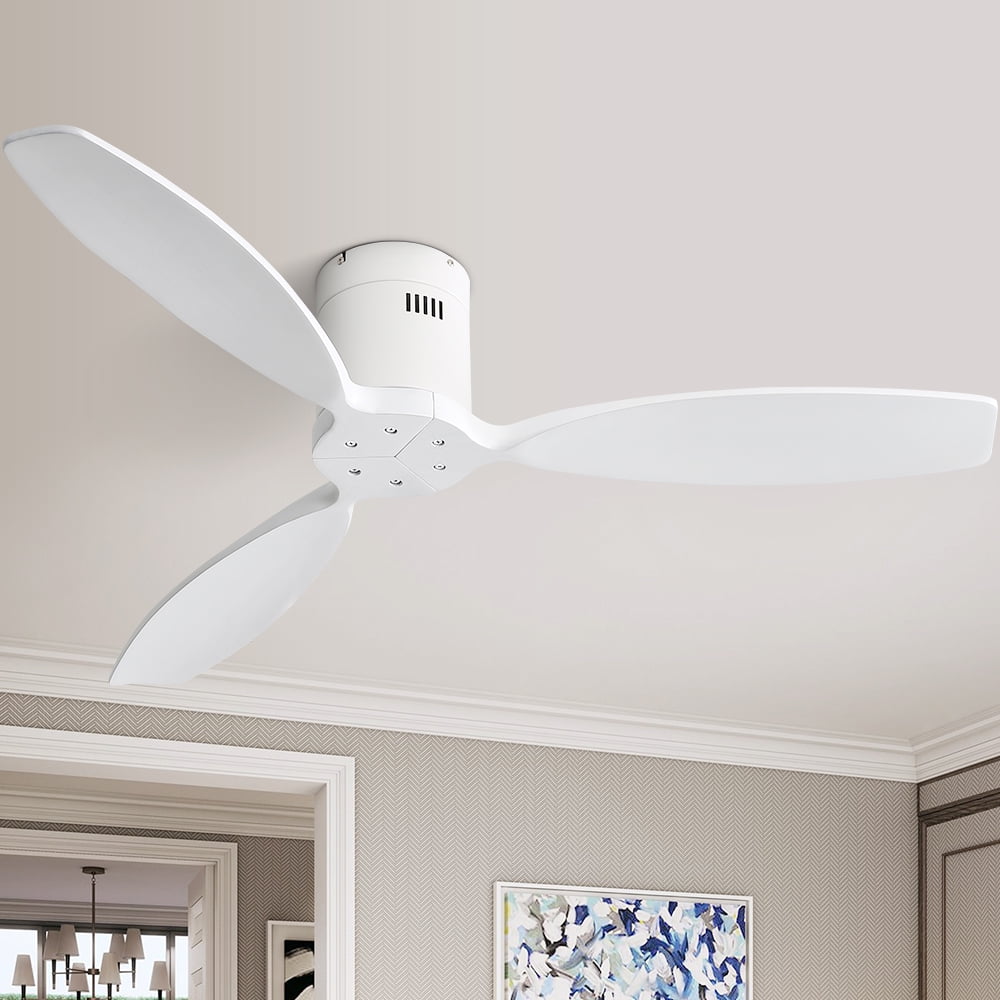 Sofucor 52 inch Modern Flush Mount Ceiling Fan without Light for Living ...