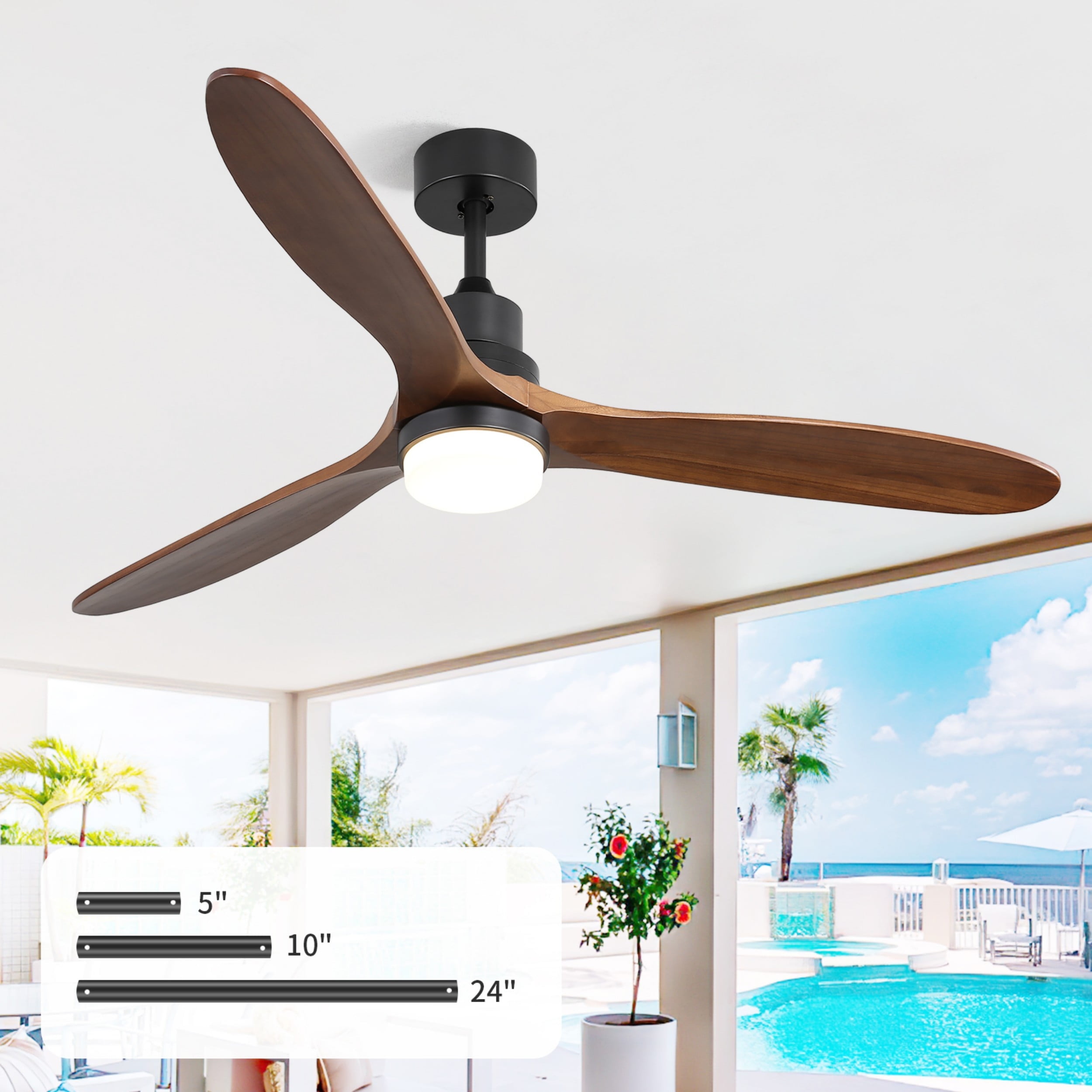 "Sofucor 60"" Easy Install Ceiling Fan with Lights, Remote, 3 Solid ...