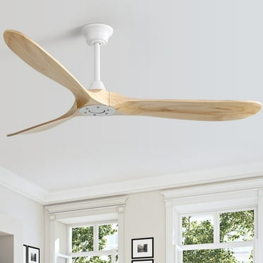 "Sofucor 52"" Modern Wood Ceiling Fan with Light, Remote, 3 Blades ...