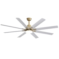 Sofucor 52-Inch White Wood Blade Ceiling Fan with LED Light and Remote ...