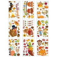 12 Sheets of Thanksgiving Window Stickers, Seasonal Fall Turkey Decals ...