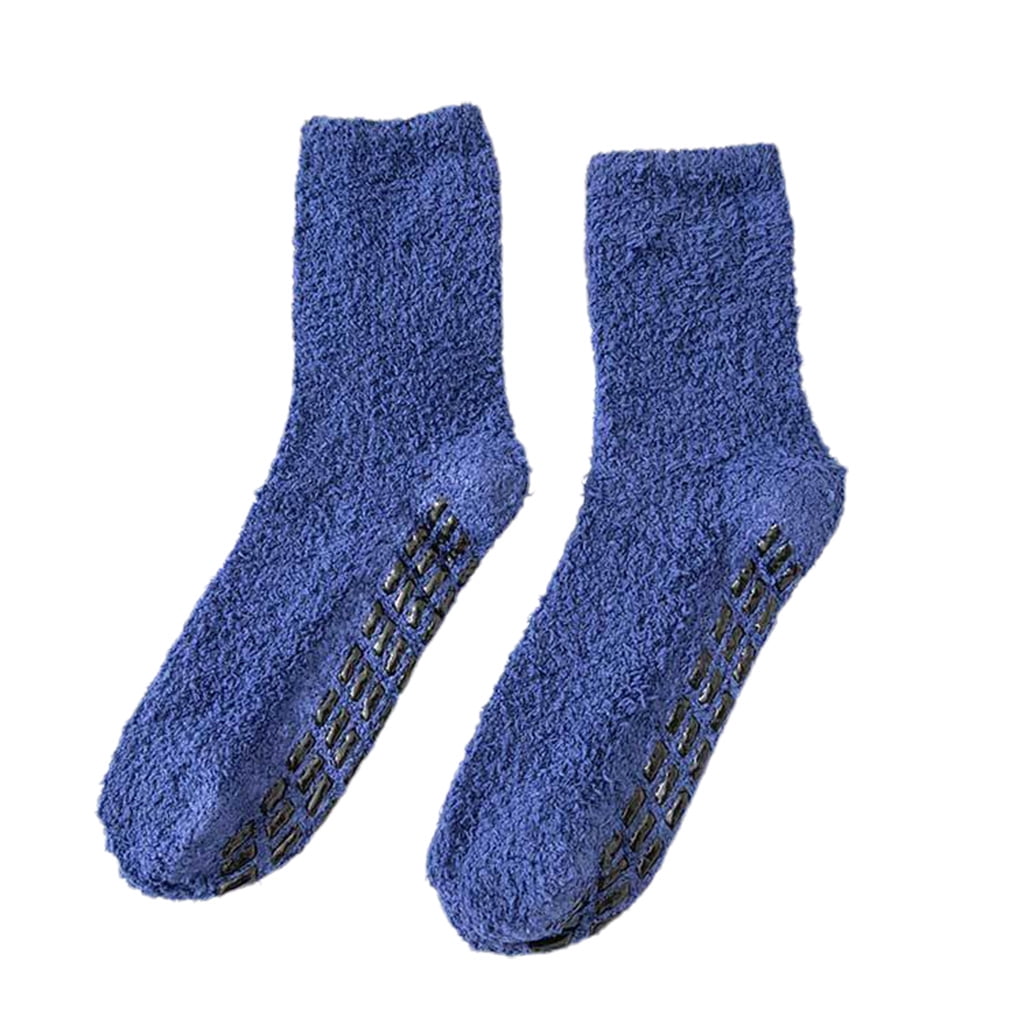 Sofullue Men Women Winter Cozy Fuzzy Slipper Socks Simple Solid Color ...