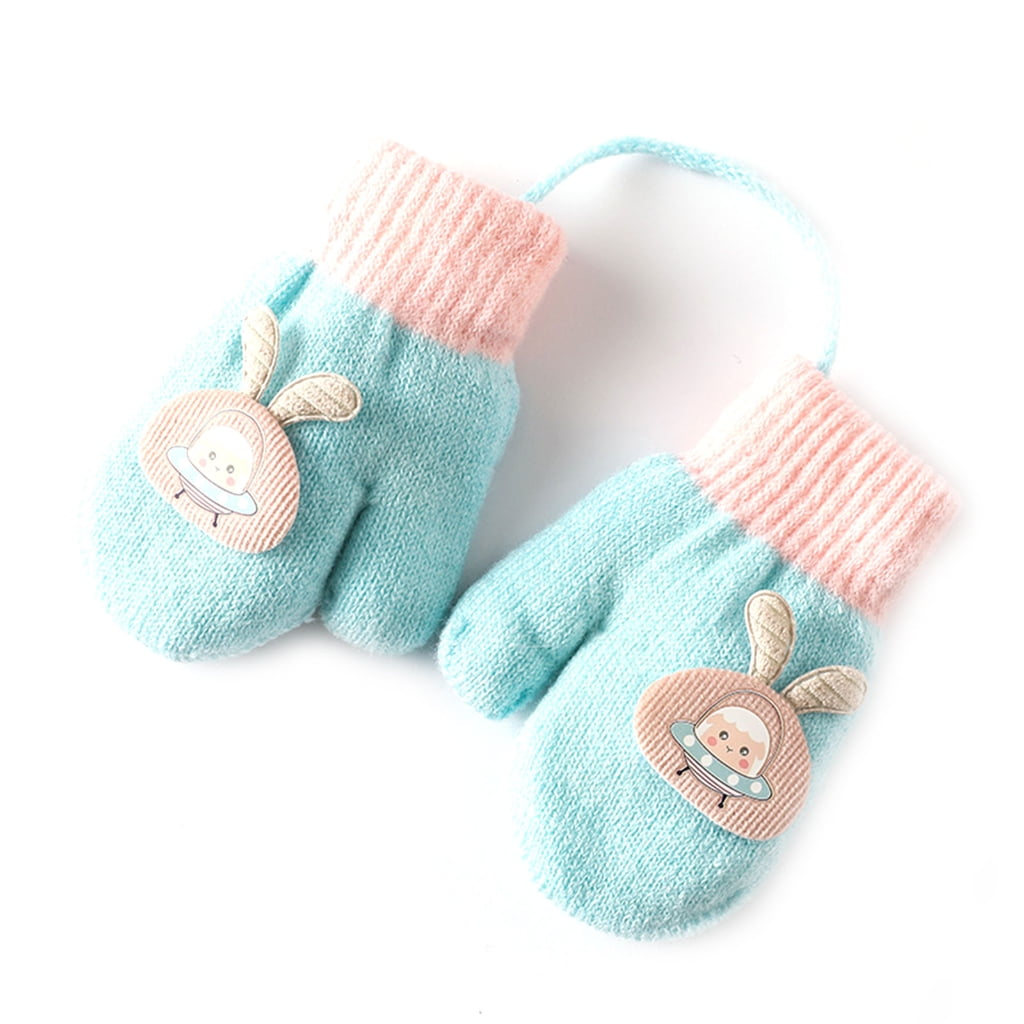 Sofullue Toddler Mittens Kids Knitted Gloves Baby Winter Mittens Double ...