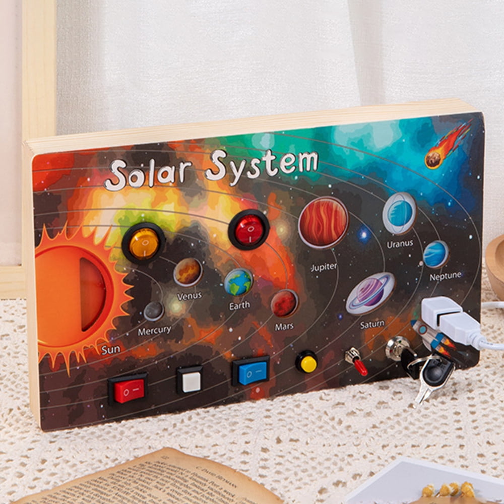 Sofuny Montessori Busy Board Wooden LED Light Switch Busy Board Toy ...