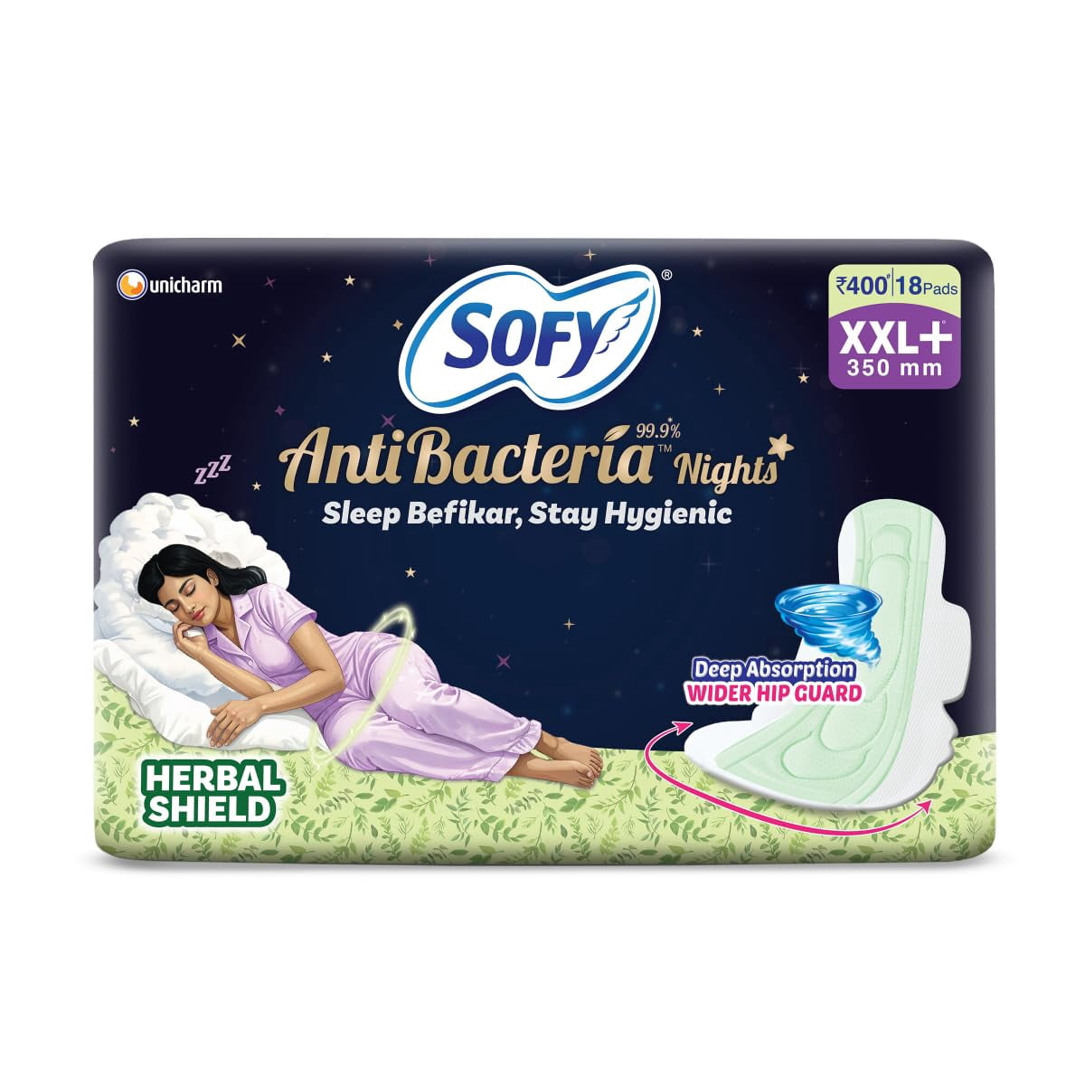 Sofy Women Anti Bacteria XXL+ Sanitary Pads |Night Protection|Wider Hip ...