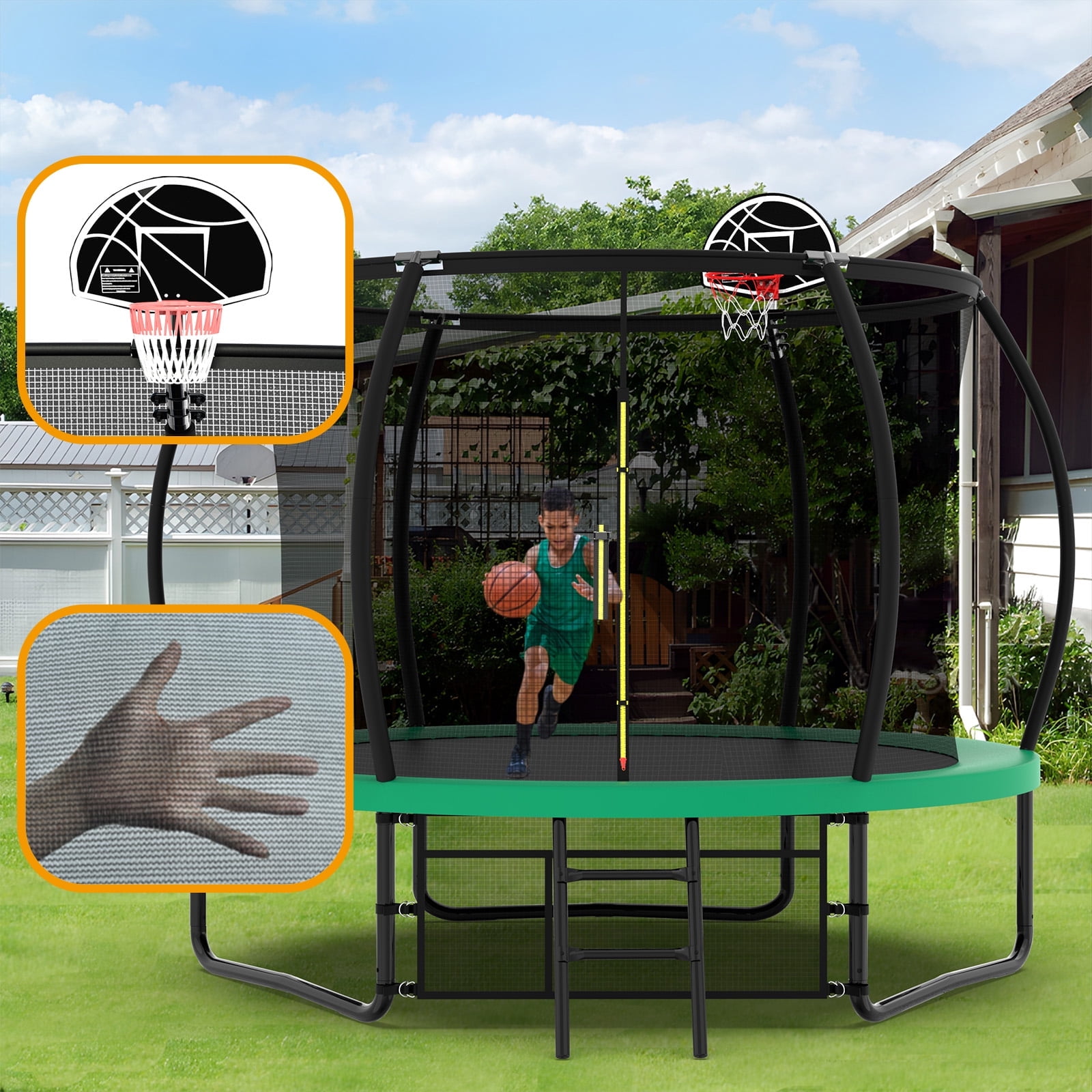 Soges 10FT Pumpkin Trampolines With Curved Poles For Kids And Adults ...